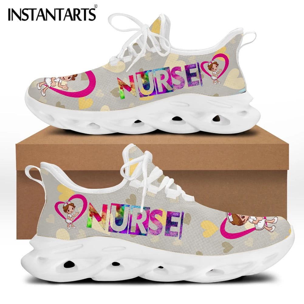 Nurse Print Girls Mesh Swing Sneakers Breathable Lace up Running Sneakers for Women Nursing ...