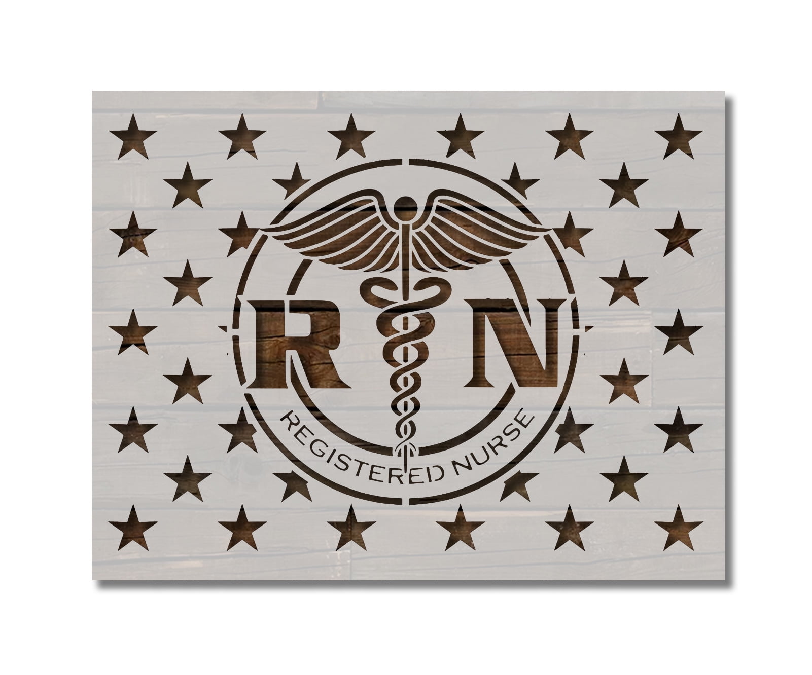 Nurse RN Caduceus 50 Stars Flag Union Stencil Template Reusable 8.5 x ...