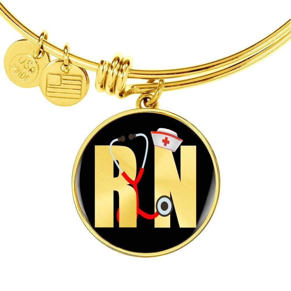 Nurse Rn Nurse Stainless Steel or 18k Gold Circle Bangle Bracelet ...