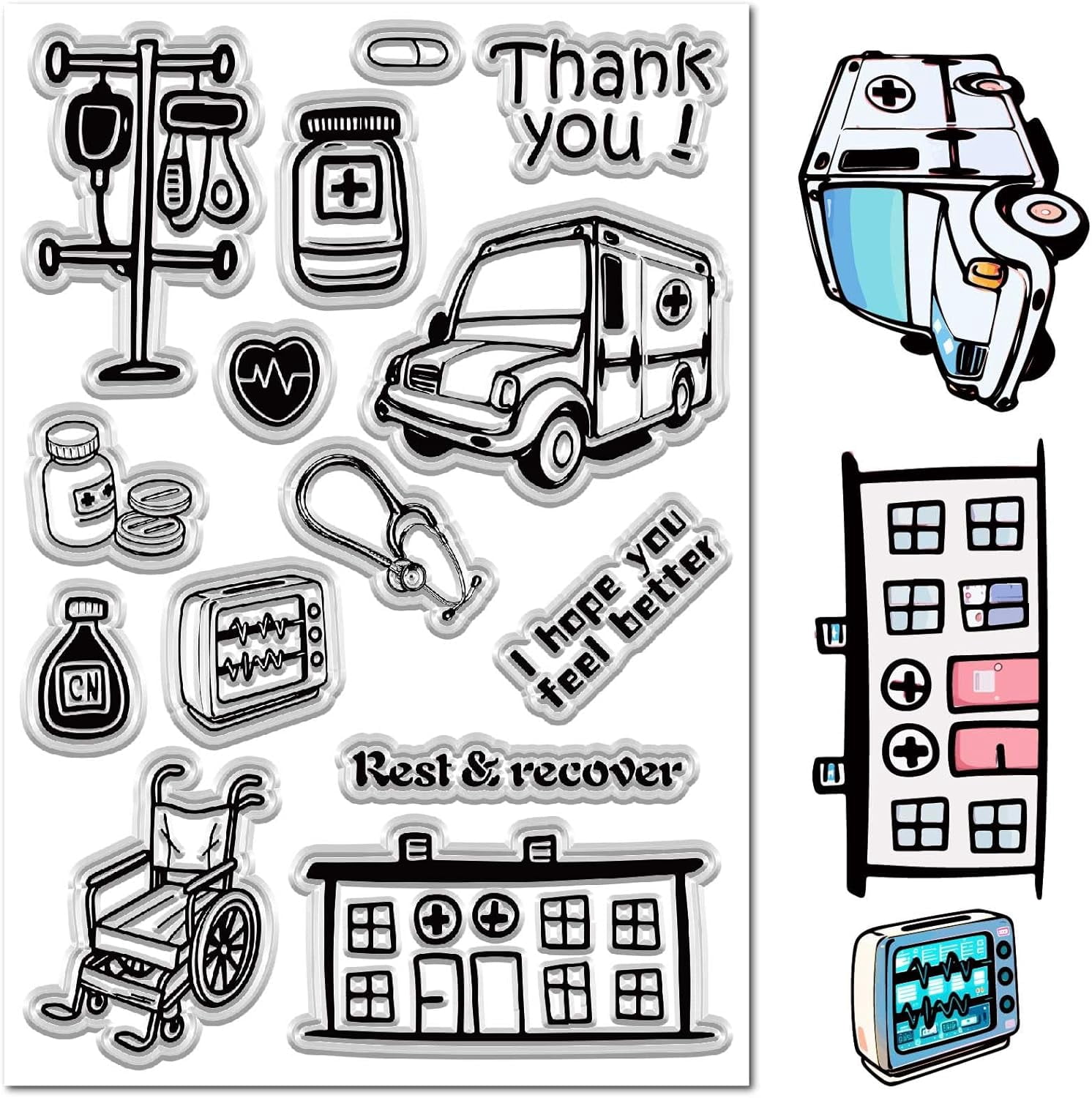 Nurse Rubber Stamp Clear Silicone Stamps Reusable Retro Transparent ...