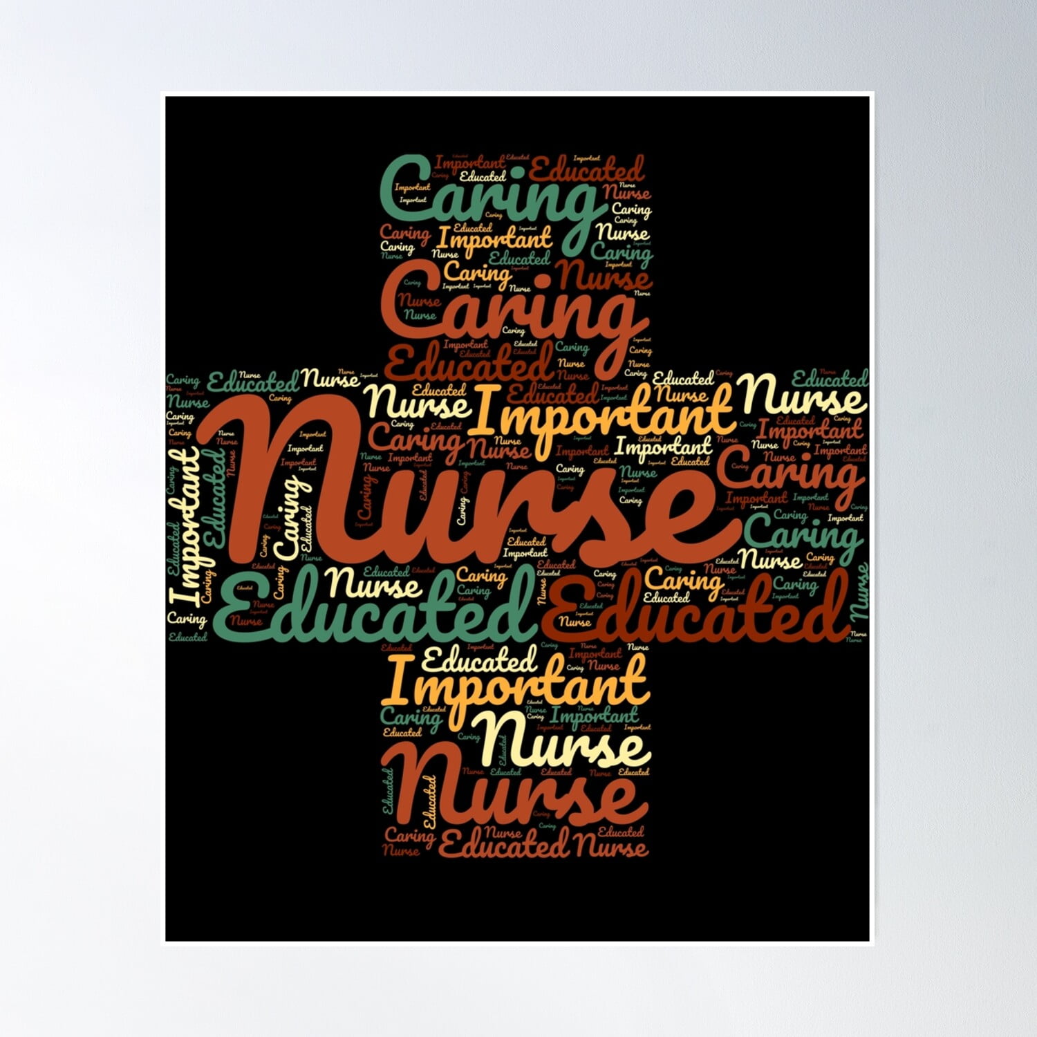 Nurse Shape Cloud Caring Educated Important Medic Symbol Poster Wall ...