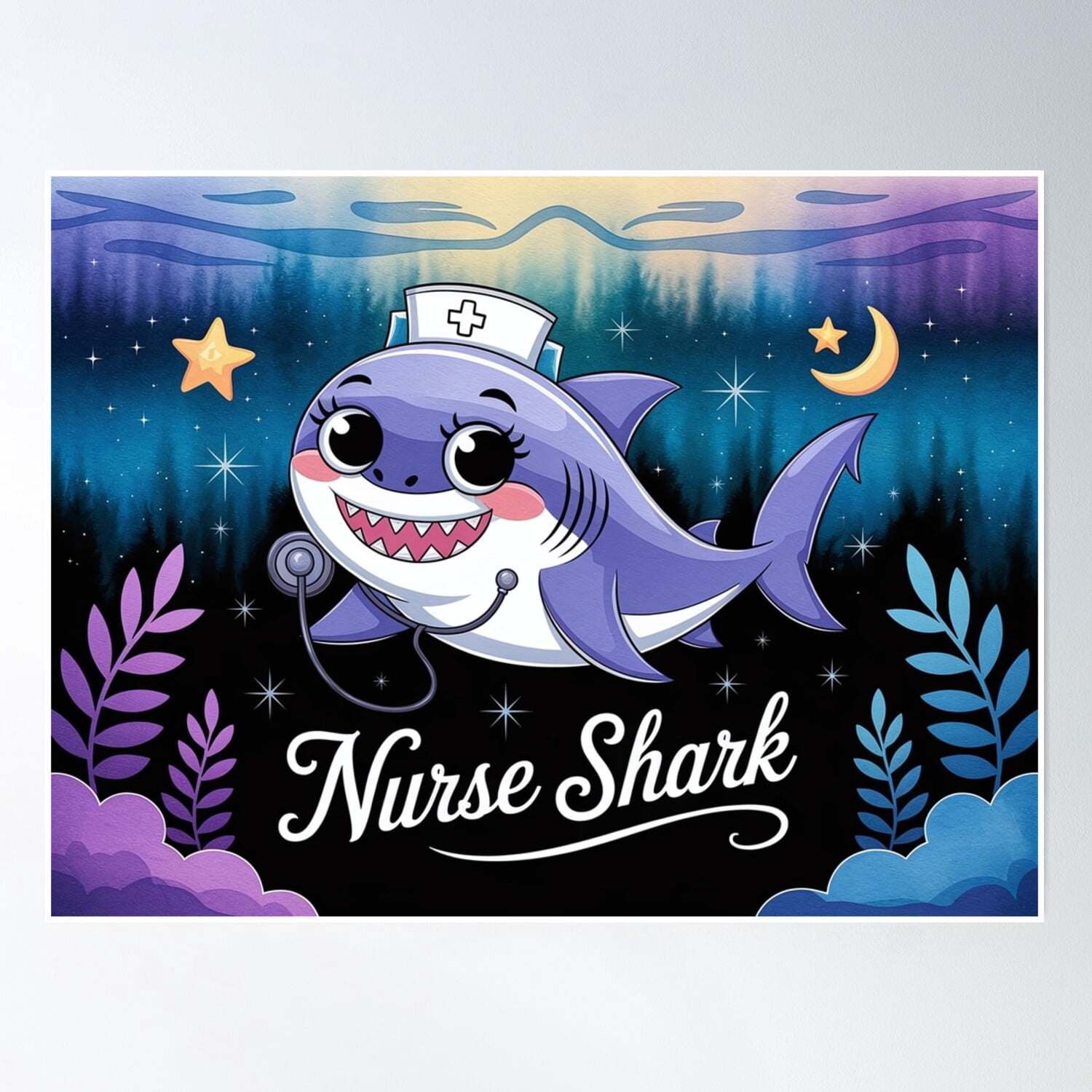Nurse Shark Poster Wall Art, Modern Wall Decor, 24x36 UNFRAMED ...