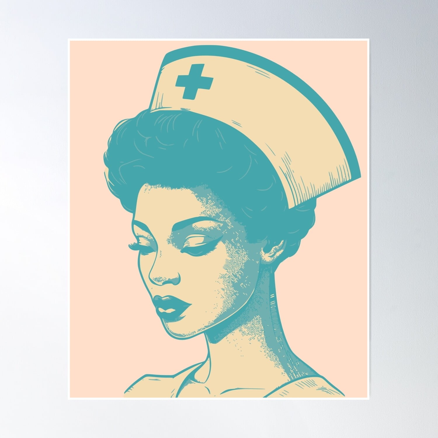 Nurse Side Profile Retro Colors Vintage Aesthetic Nursing Appreciation ...