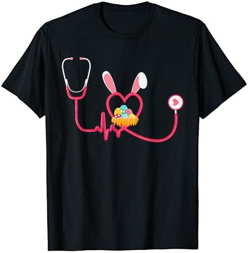 Nurse Stethoscope Easter Bunny Ears Easter Day Bunny Nursing T-Shirt ...
