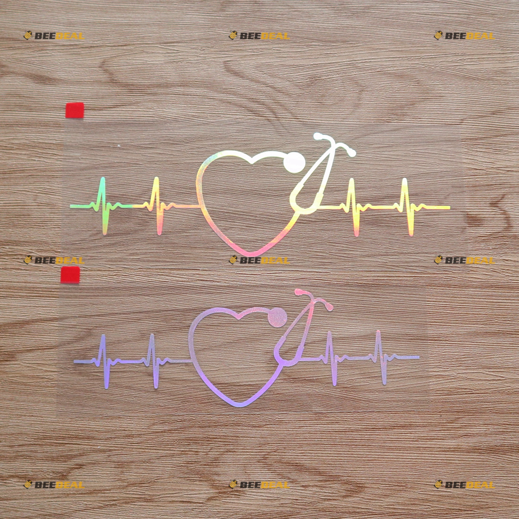 Nurse Stethoscope Heartbeat Lifeline Heart Shape Sticker Decal Vinyl ...