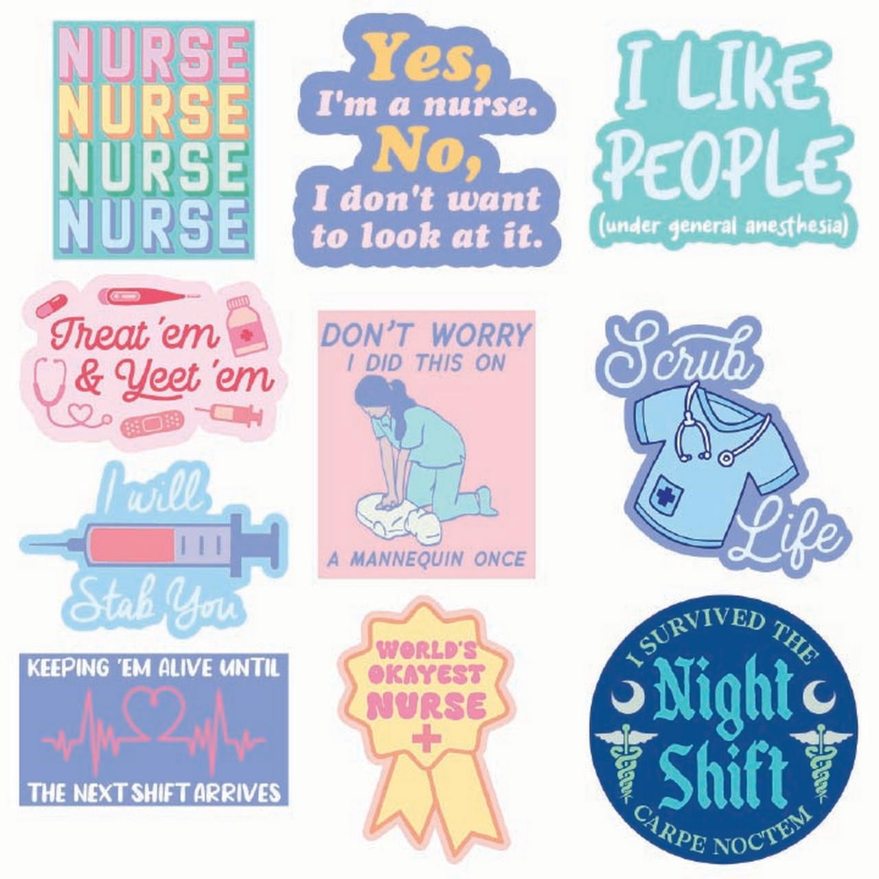 Nurse Sticker Extra Large Stickers for Adults Funny RN Adhesives with ...