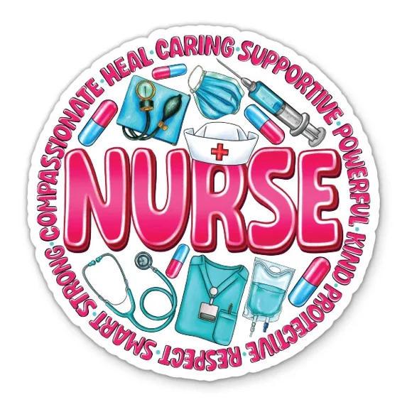 Nurse Strong Compassionate Caring Rn Sticker Phone Decal Water Bottle ...