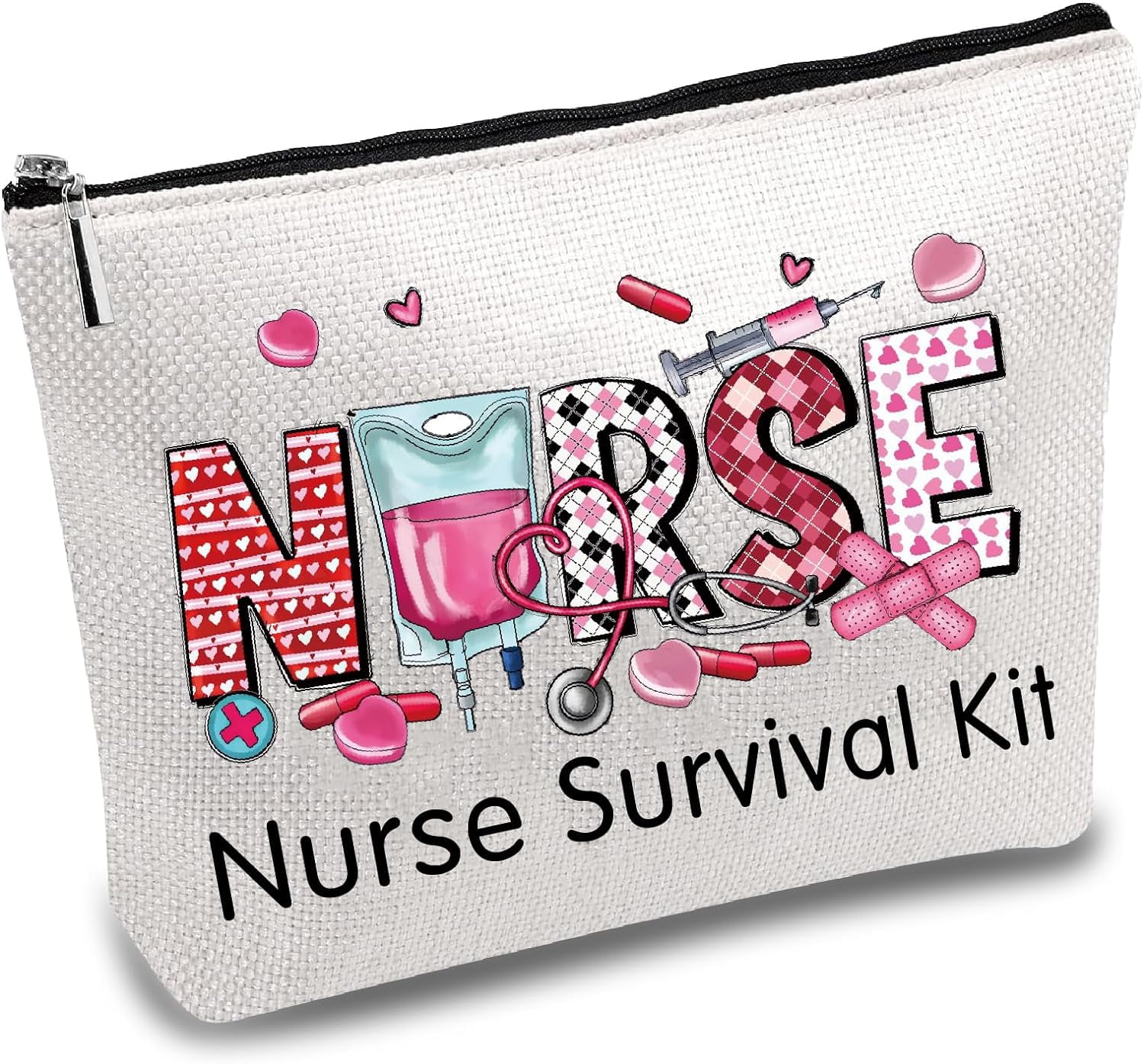 Nurse Survival Kit Bag Canvas Makeup Pouch Nursing Cosmetic Bag Multi ...