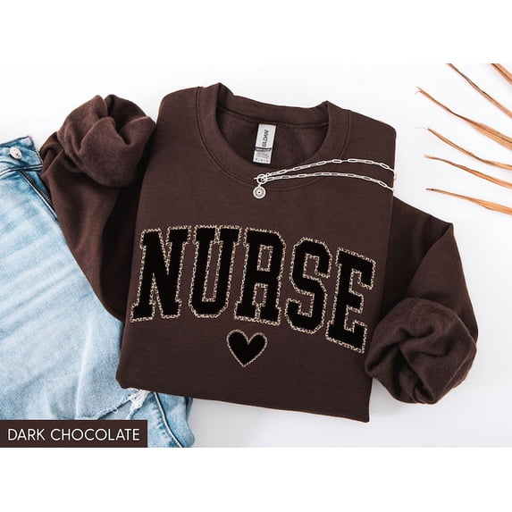 Nurse Sweatshirt, Leopard Nurse Shirt, RN Sweatshirt, Nurse Sweater ...