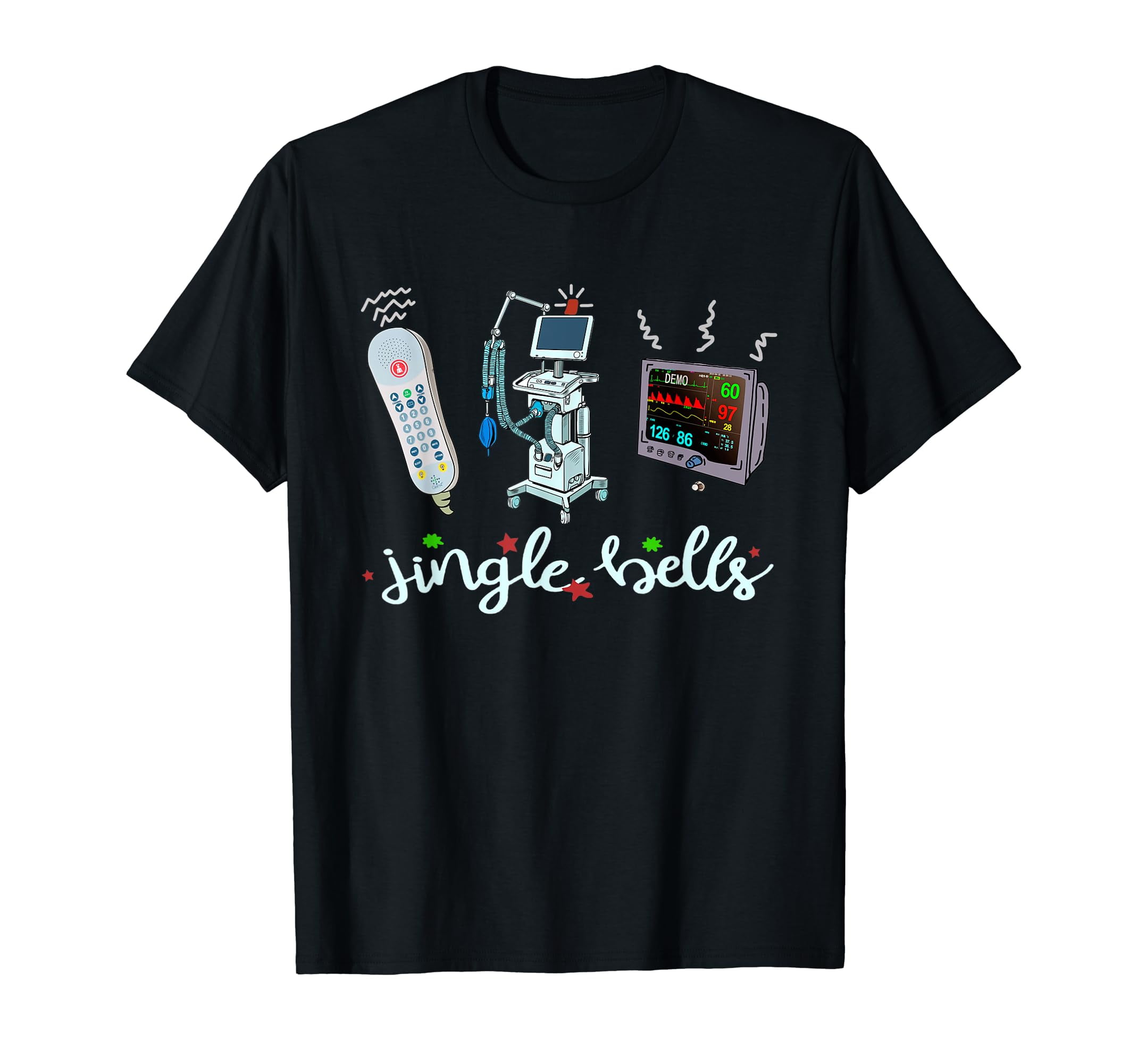 Nurse Telemetry Christmas Respiratory Therapist ICU Rn Rt T-Shirt ...