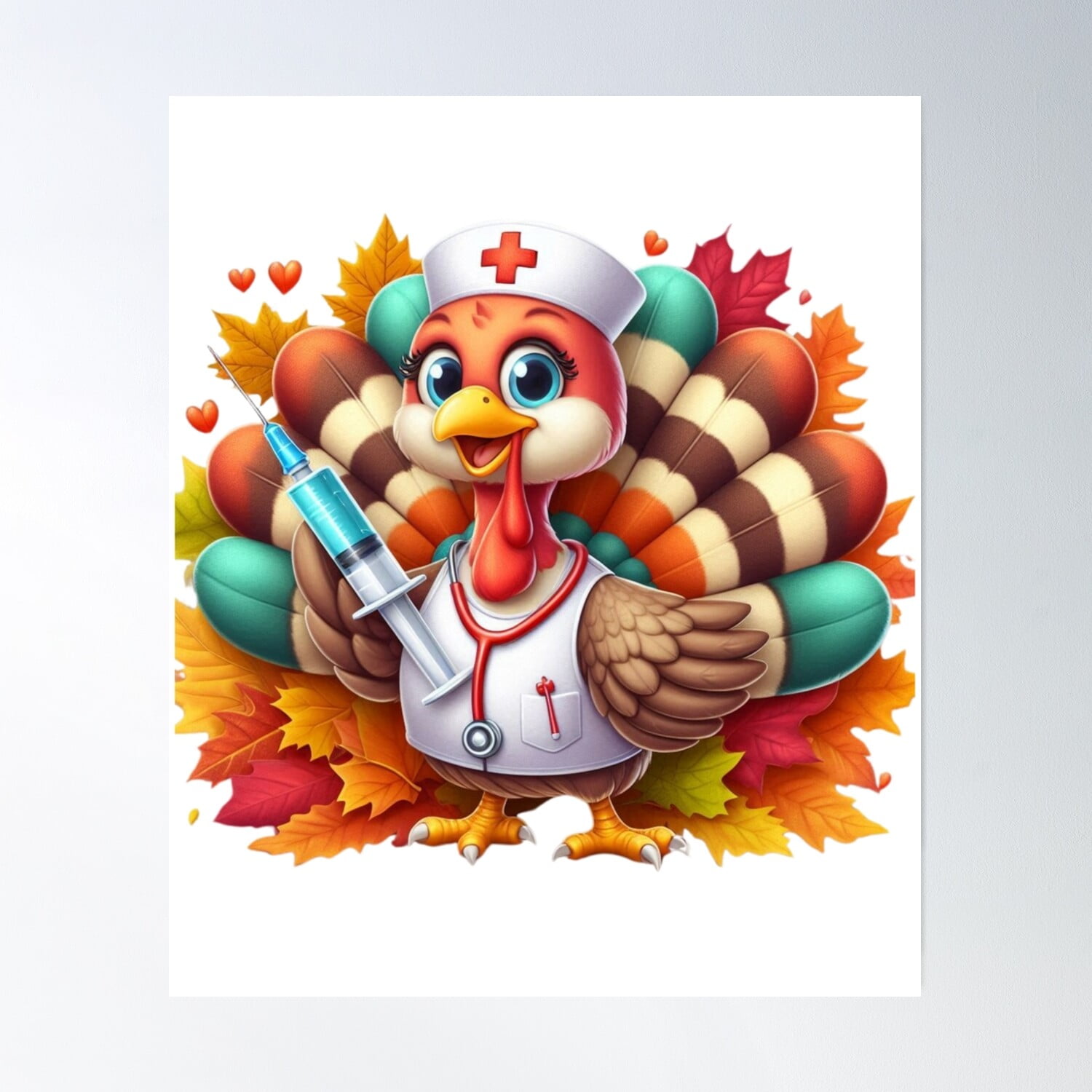 Nurse Thanksgiving Nurse Turkey Rn Icu Er Nicu Poster Wall Art, Modern ...