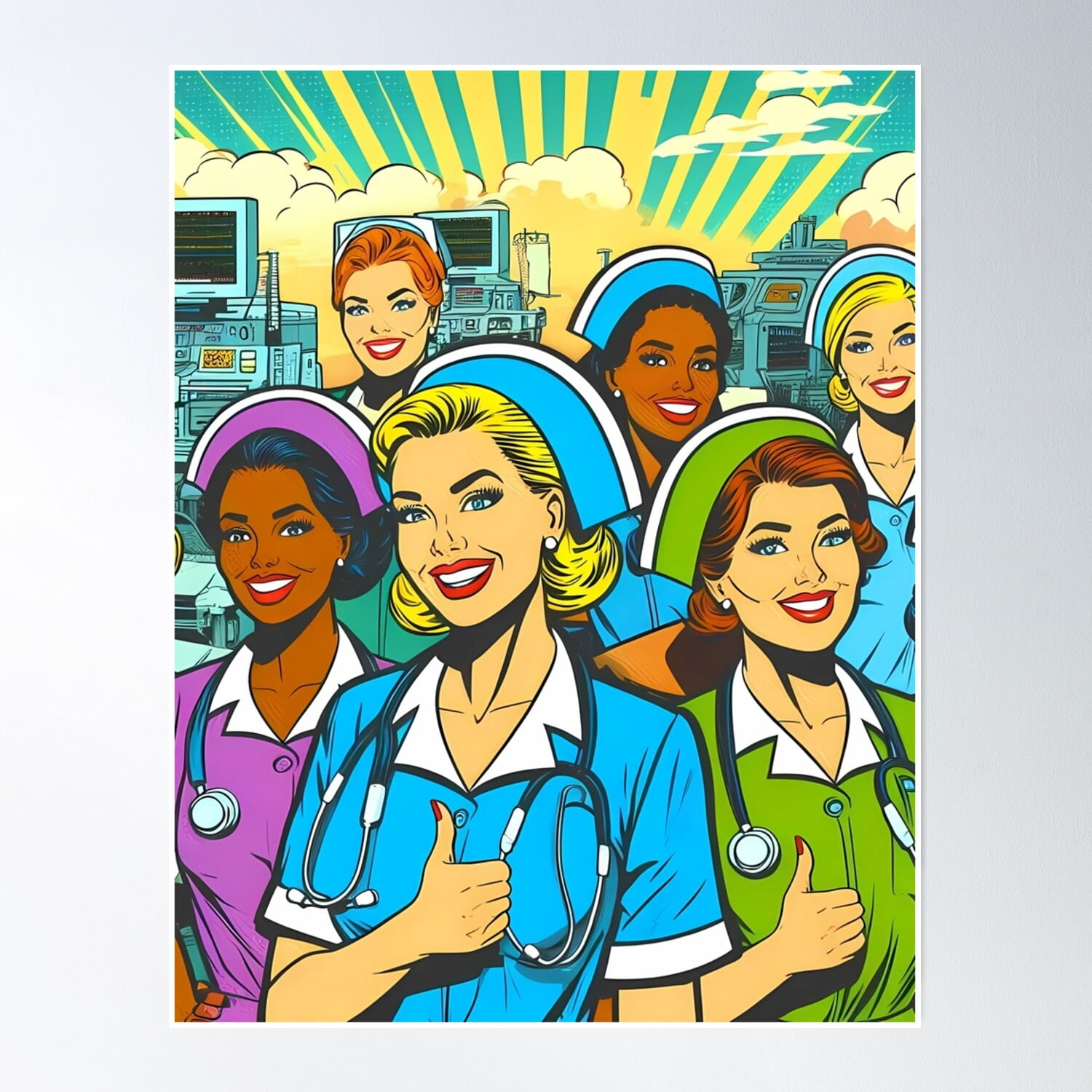 Nurse-Themed Drawings For Healthcare Heroes Poster Wall Art, Modern ...
