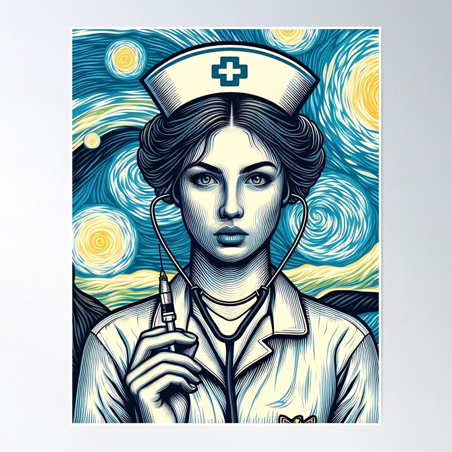 Nurse-Themed Drawings For Healthcare Heroes Poster Wall Art, Modern ...