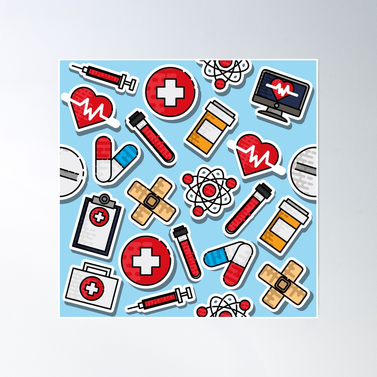 Nurse Tool Pattern Poster Wall Art, Modern Wall Decor, 24x24 UNFRAMED ...