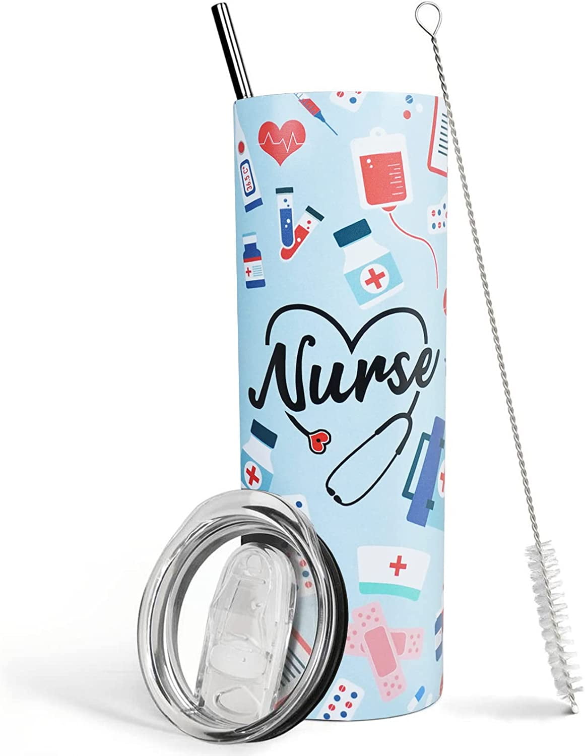 Nurse Tumbler with Lid and Straw- Nurse Gifts for Women, Men -Blue Cute ...