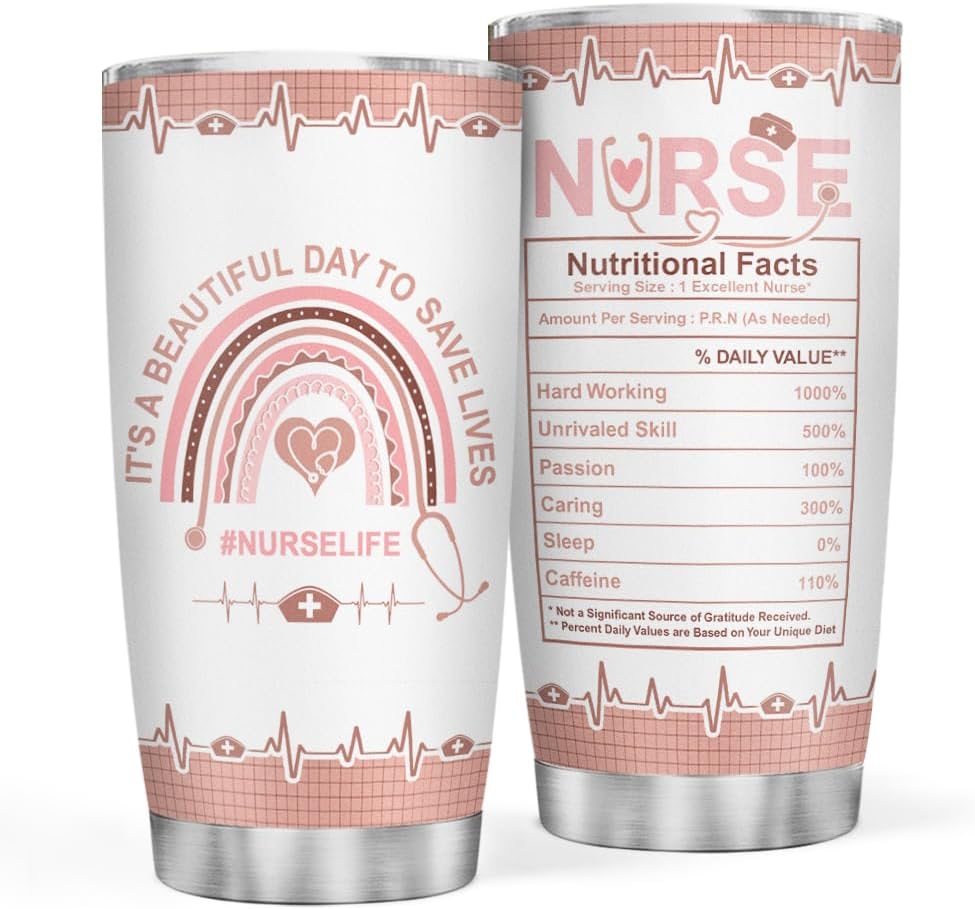 Nurse Tumbler Stainless Steel Insulated 20oz Tumblers Coffee Travel Mug ...