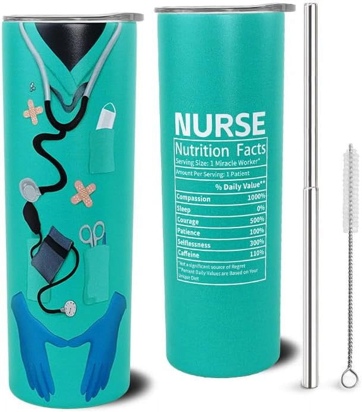 Nurse Tumbler With Lid and Straw Stainless Steel 20oz Nurse Skinny ...