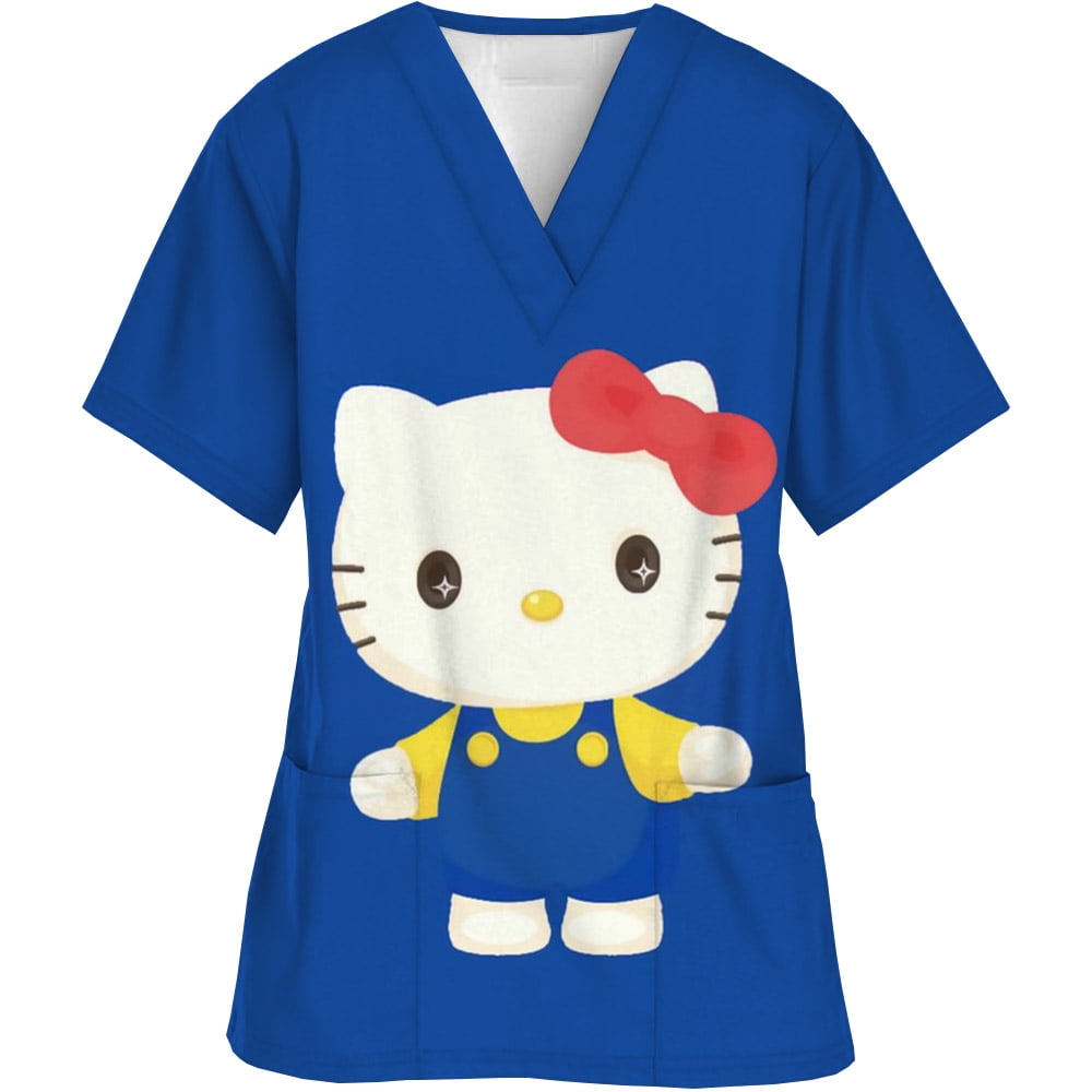 Nurse Uniform Women Short Sleeve Hello Kitty Working Uniform Pocket ...