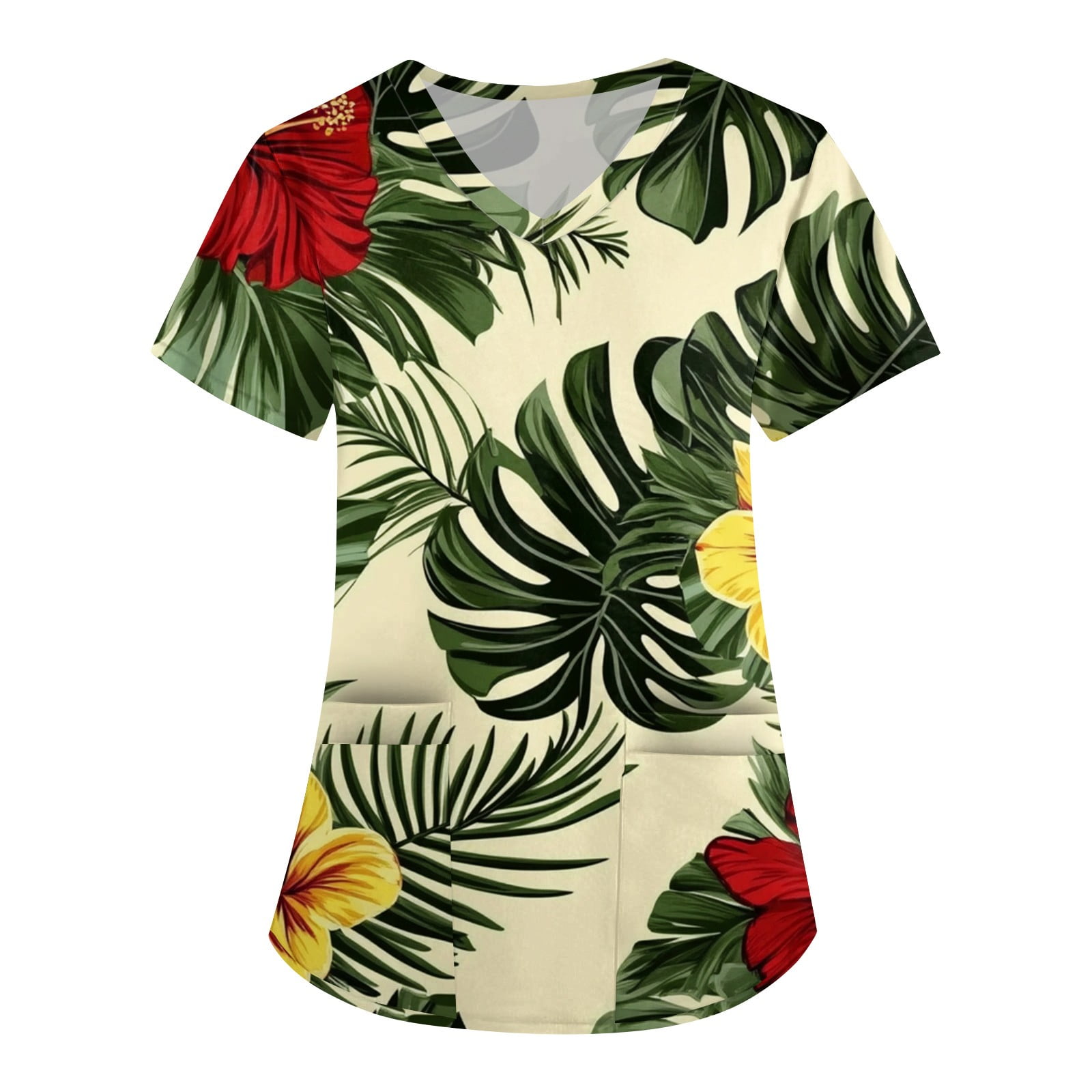 Nurse Uniforms Women,Hawaiian Print Healthcare Scrub Tops for Womens ...