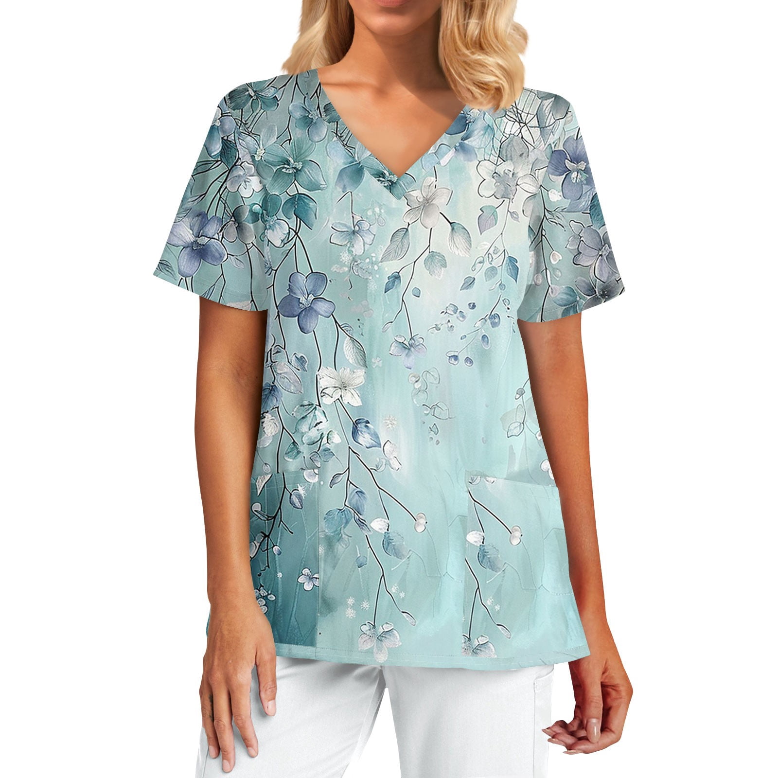 Nurse Uniforms Women,Scrub Tops Womens with Pocket - Antimicrobial ...