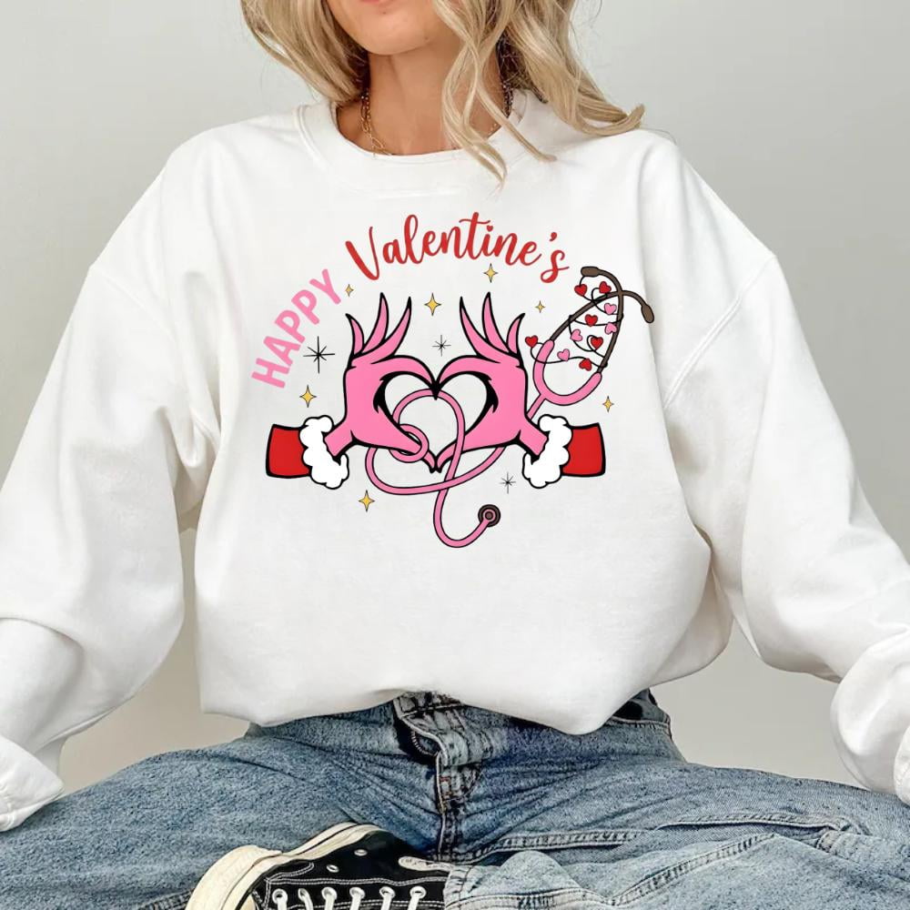 Nurse Valentine Sweatshirt, Happy Valentine's Day Stethoscope Shirt ...
