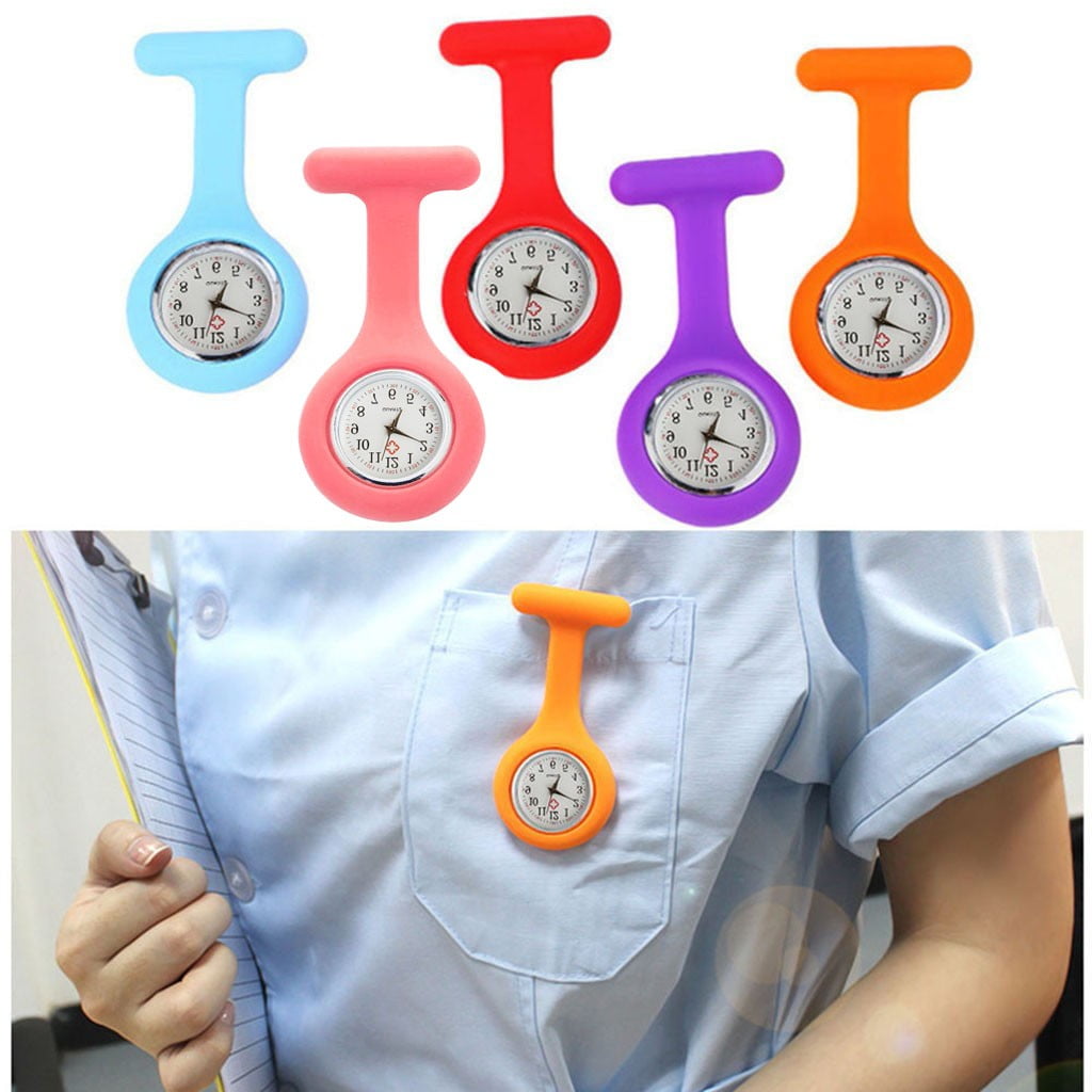 Nurse Watch Silicone Brooch Pin with Free Battery, Clip-On Medical Fob ...