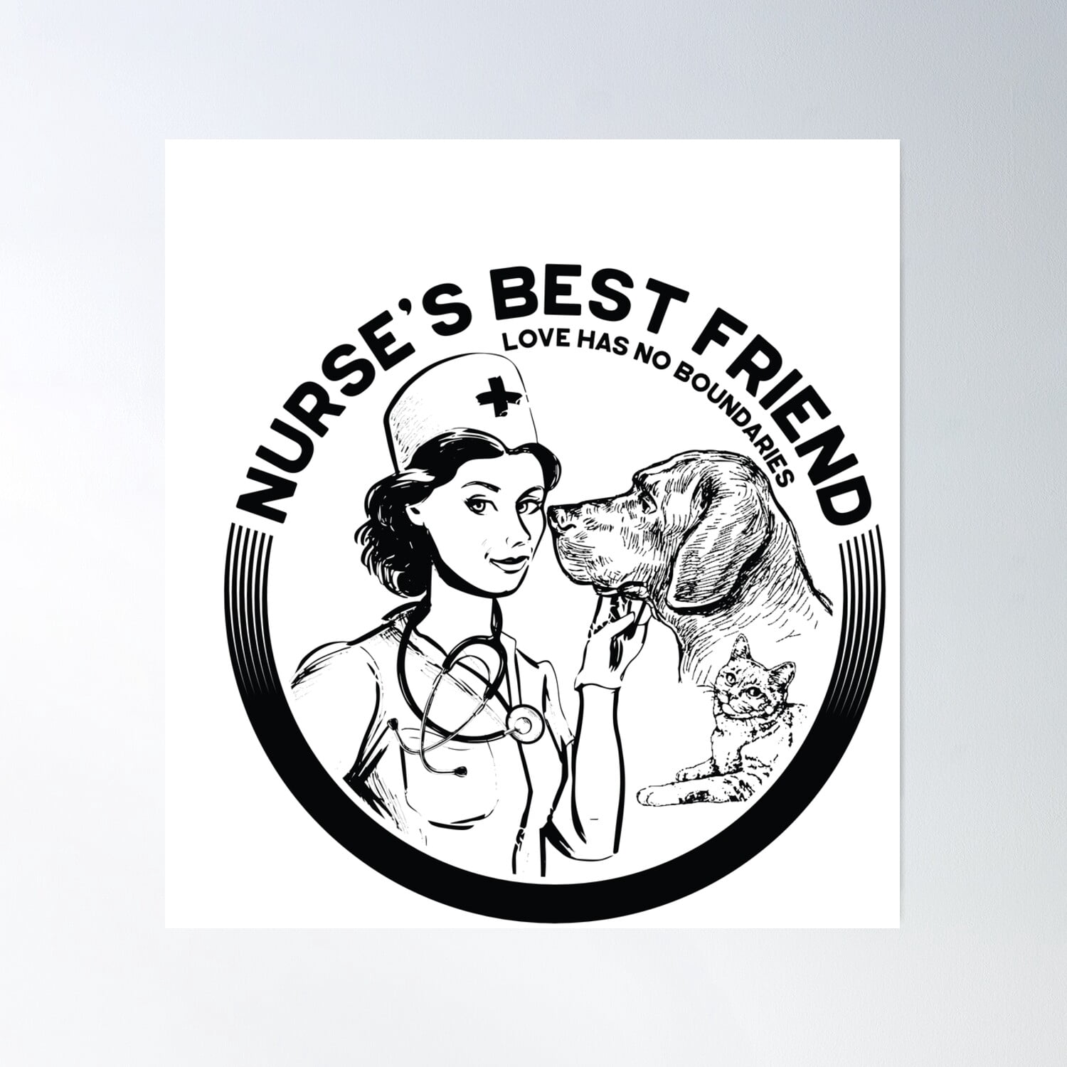 Nurse With Their Pets Poster Wall Art, Modern Wall Decor, 24x24 ...