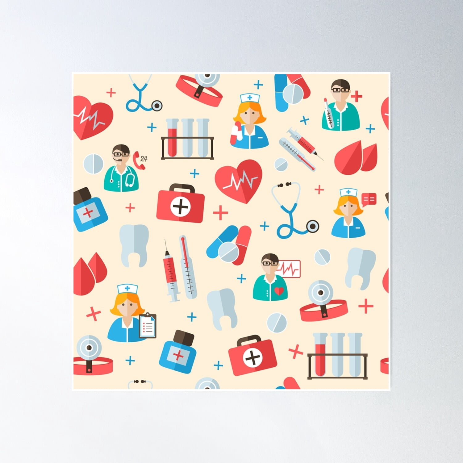 Nurse Yellow Fabric Poster Wall Art, Modern Wall Decor, 30x30 UNFRAMED ...