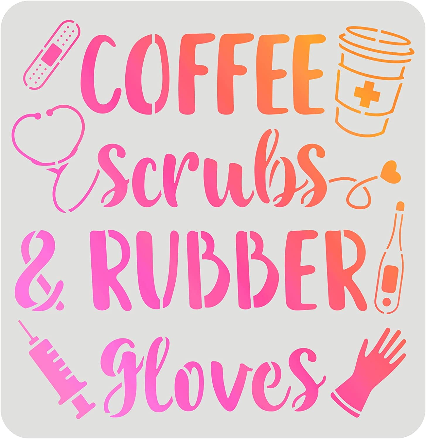 Nurse's Day Stencils 11.8x11.8 inch Medical Symbols Decoration Stencils ...