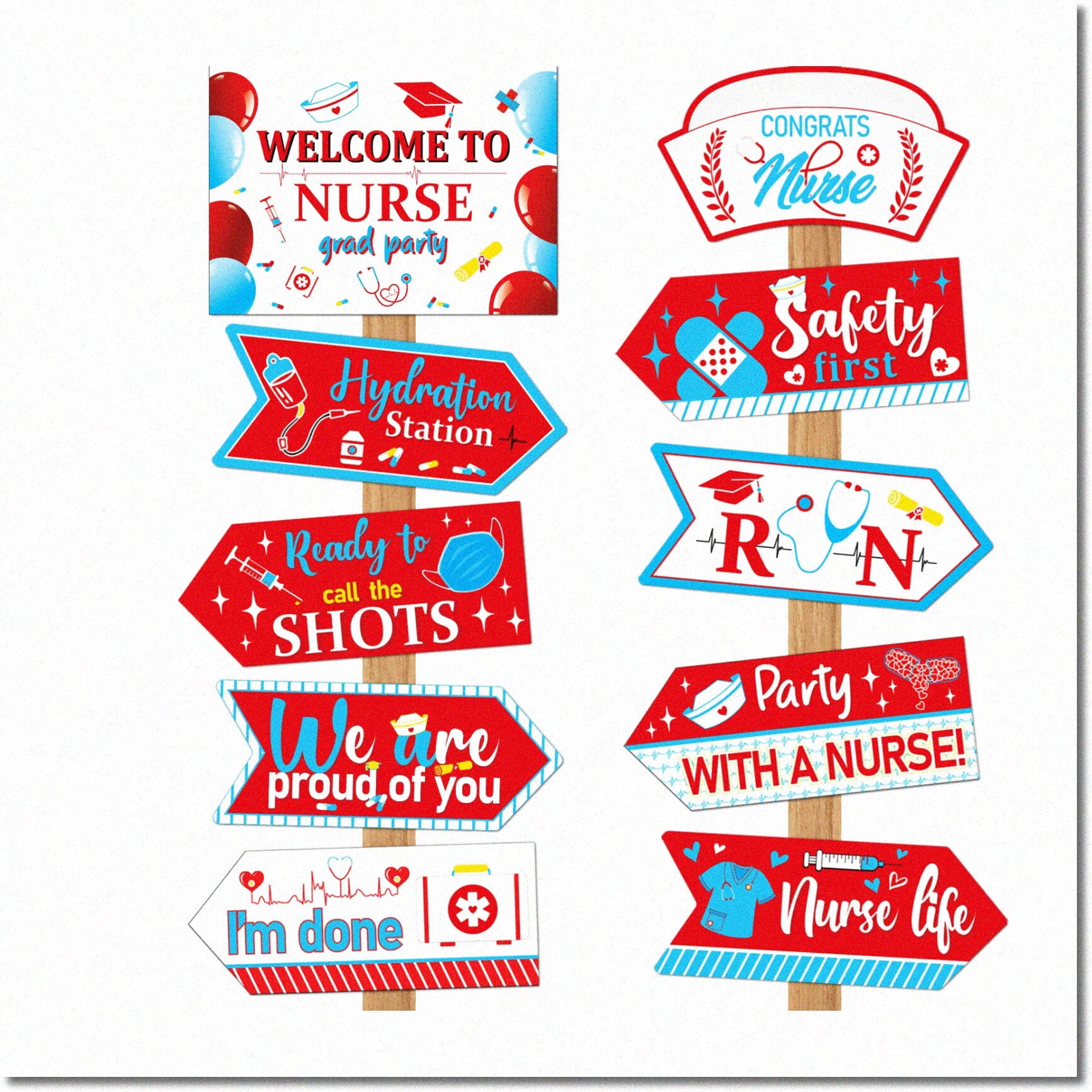 Nurse's Journey Celebration Kit: 20-Piece Graduation Decorations & Party Supplies - Arrows, Caps ...