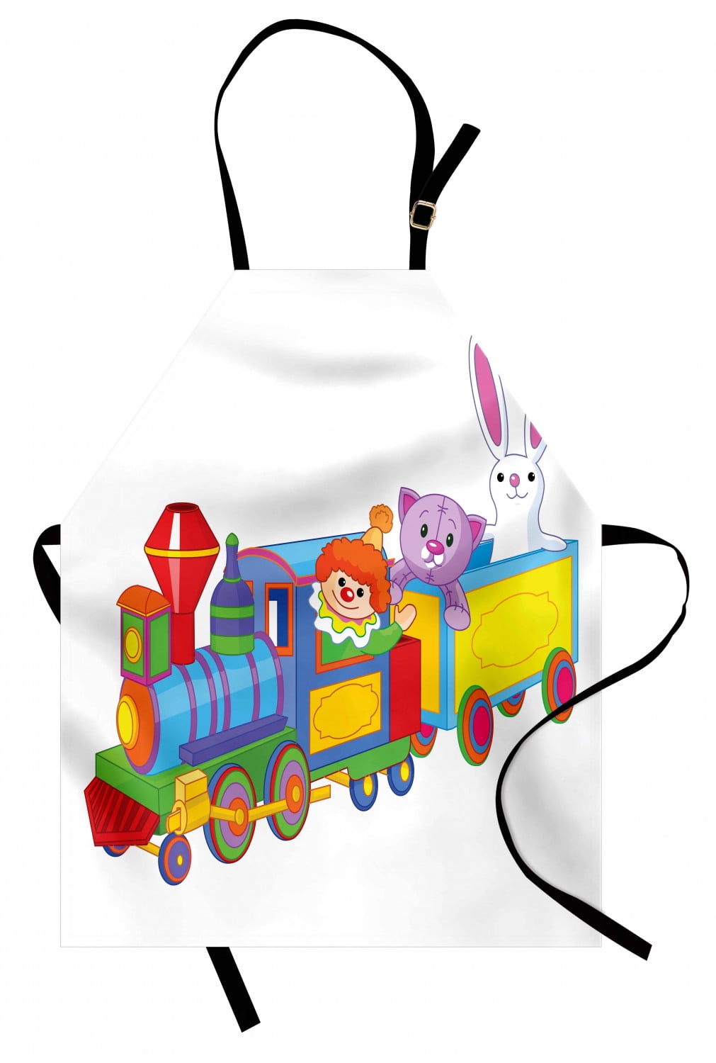 Nursery Apron Clown Cat and Bunny Sitting in The Train Kids Toys ...
