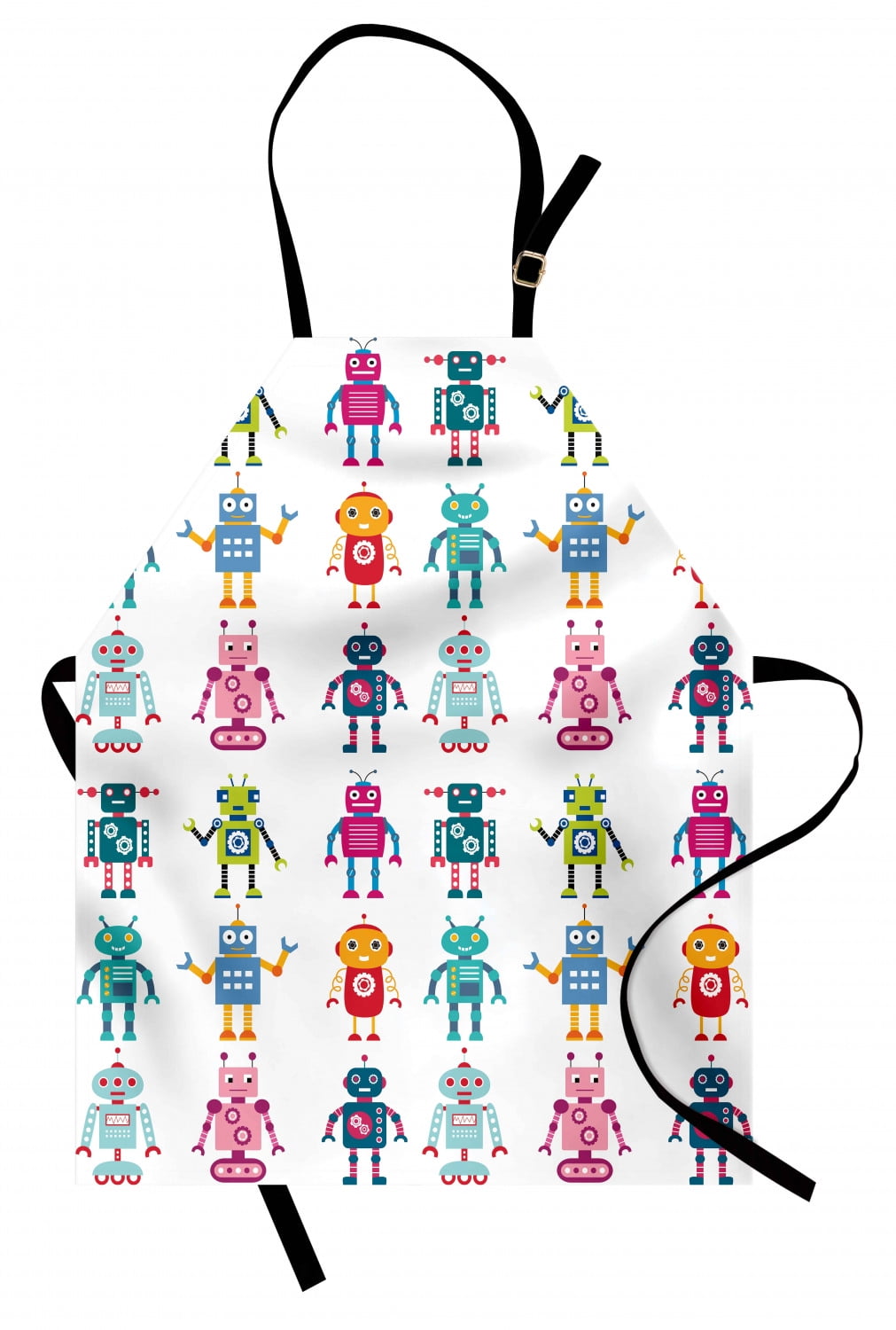 Nursery Apron Colorful Cartoon Set of Robot Figures Futuristic Funny ...