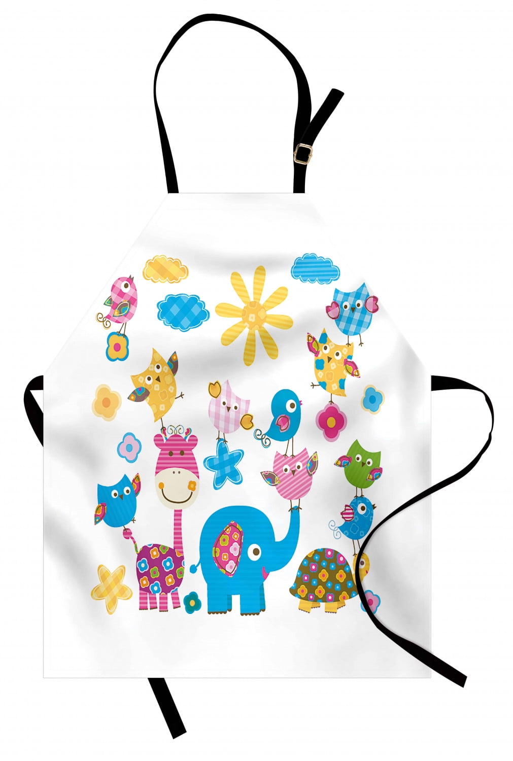 Nursery Apron Cute Animals Cartoon Style Happy Dancing Animals Elephant ...