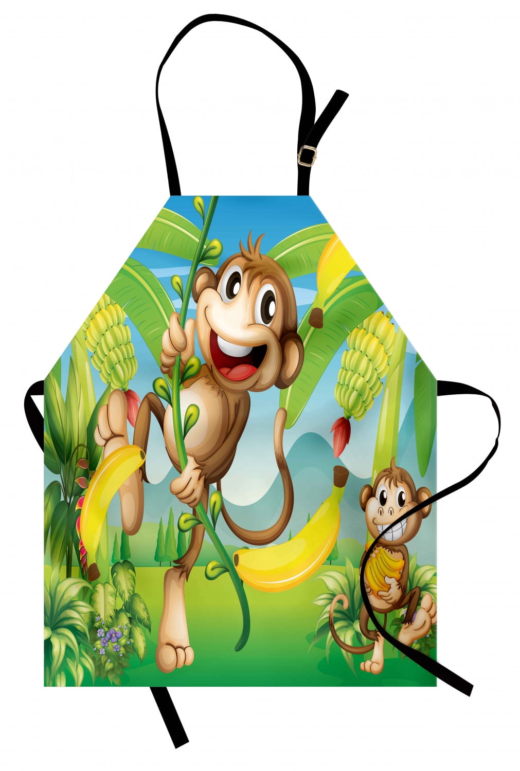 Nursery Apron Two Monkeys Near the Banana Plant Tropical Nature ...