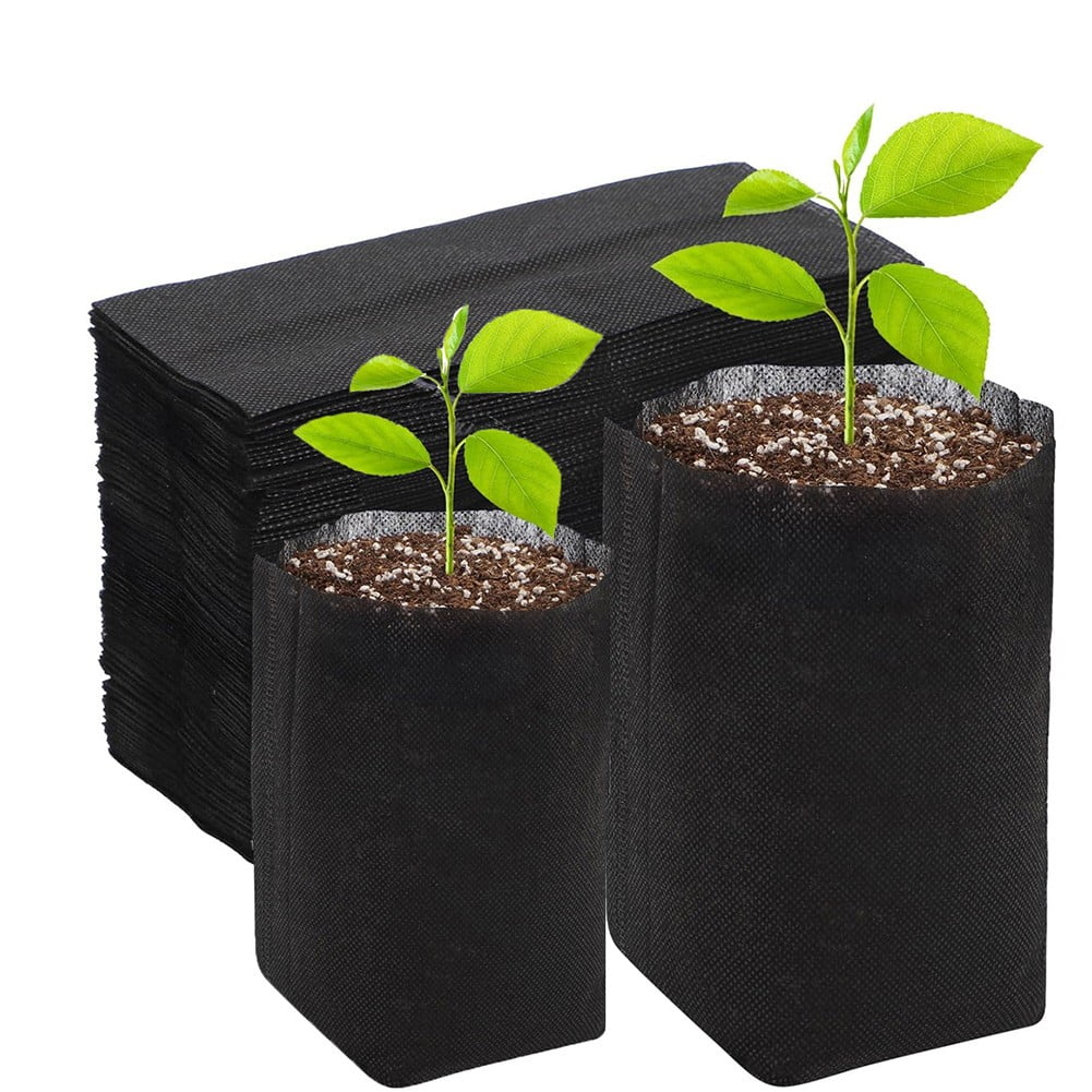 Nursery Bags for Plants 100pcs Non-Woven Fabric Grow Bag Deep Nursery ...