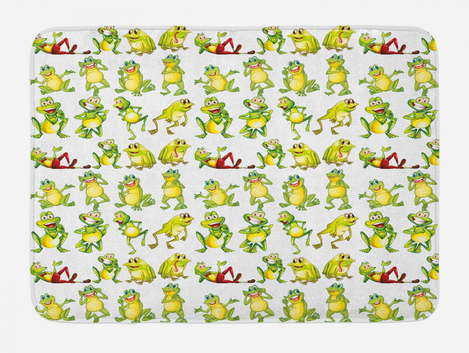 Nursery Bath Mat, Frogs in Different Positions Funny Happy Cute ...