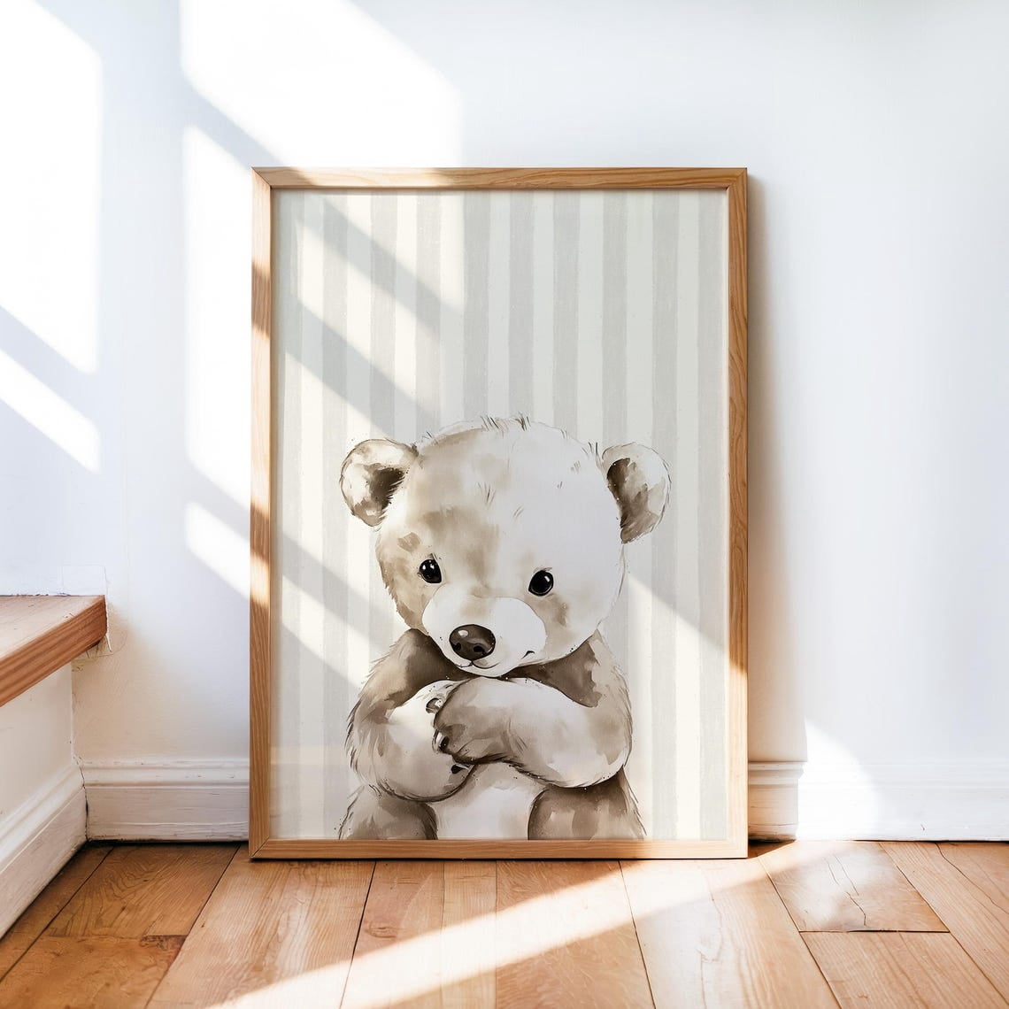 Nursery Bear Decor Baby Room Wall Art Boho Playroom Gender Neutral Cute ...