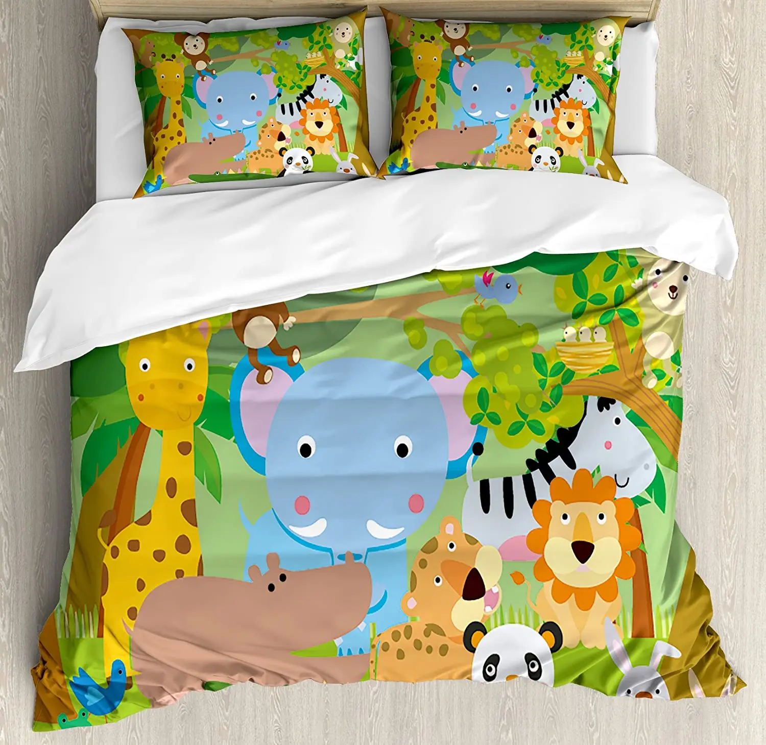 Nursery Bedding Set For Bedroom Bed Home Cartoon Style Zoo Animals