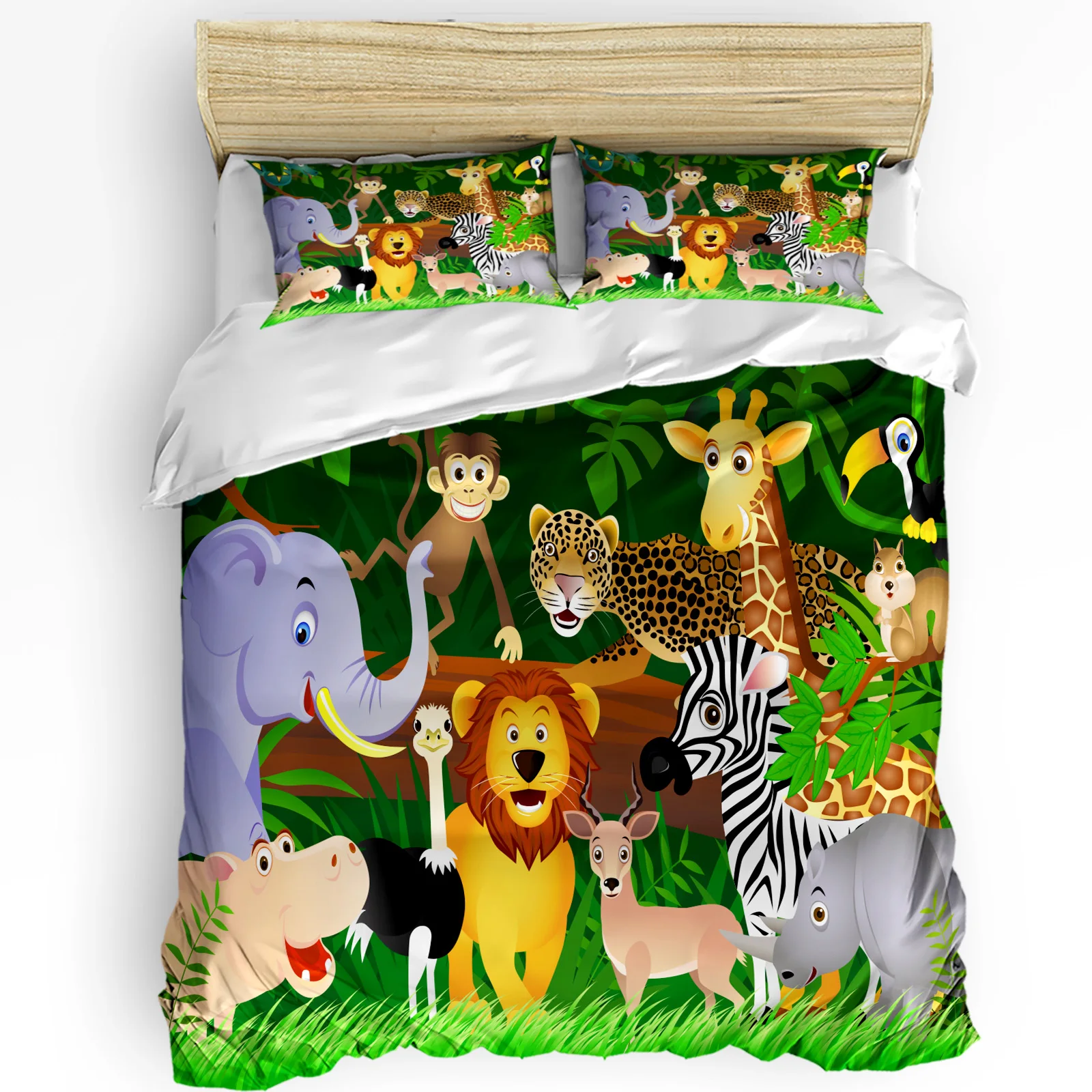 Nursery Bedding Set For Bedroom Bed Home Cartoon Style Zoo Animals