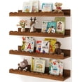 Nursery Book Shelves, 4-Pack Walnut Brown,Floating Shelves for Wall ...