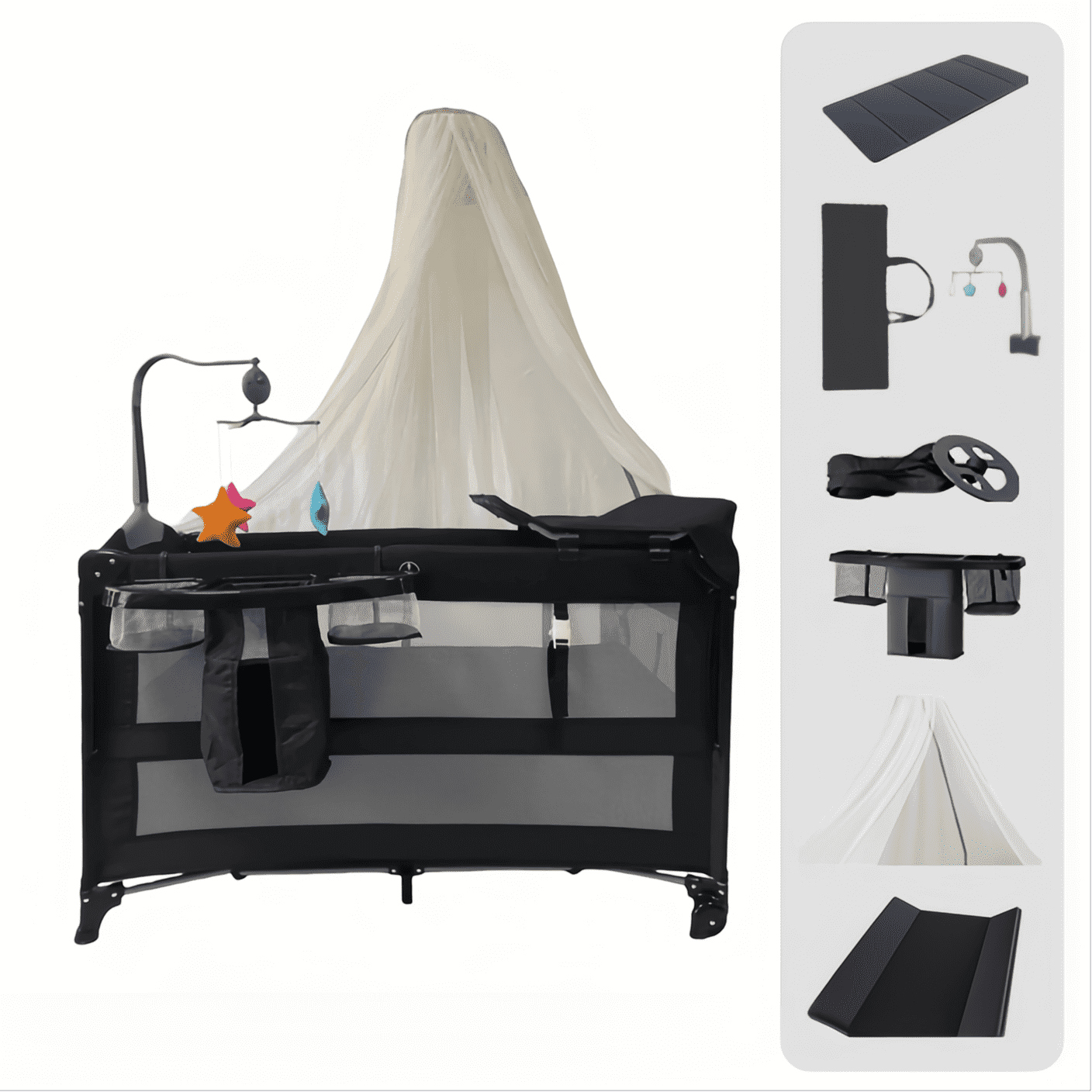Nursery Center Portable Baby Play Yard Folding Playpen with Bassinet ...