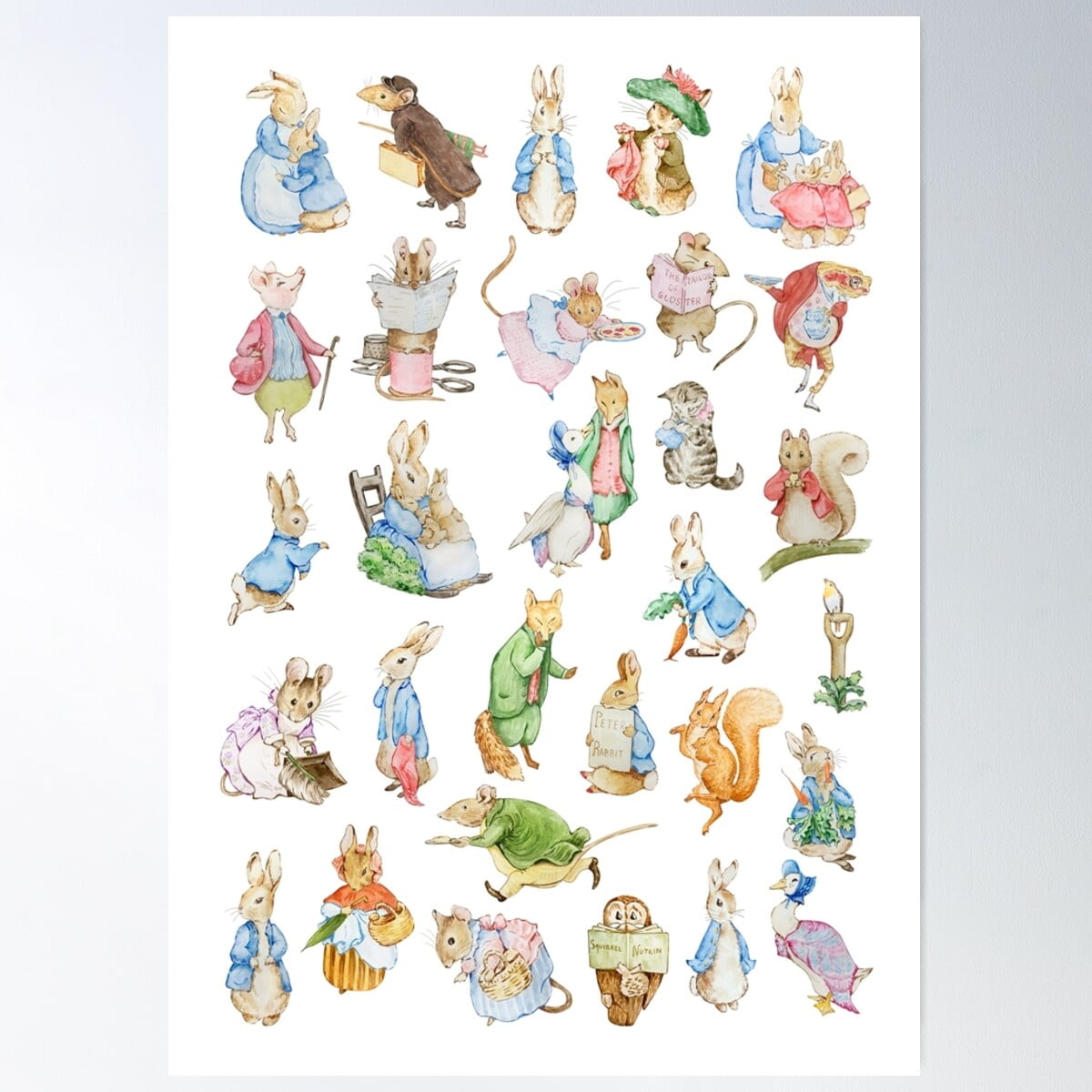 Nursery Characters, Peter Rabbit, Beatrix Potter Collage Poster Wall ...