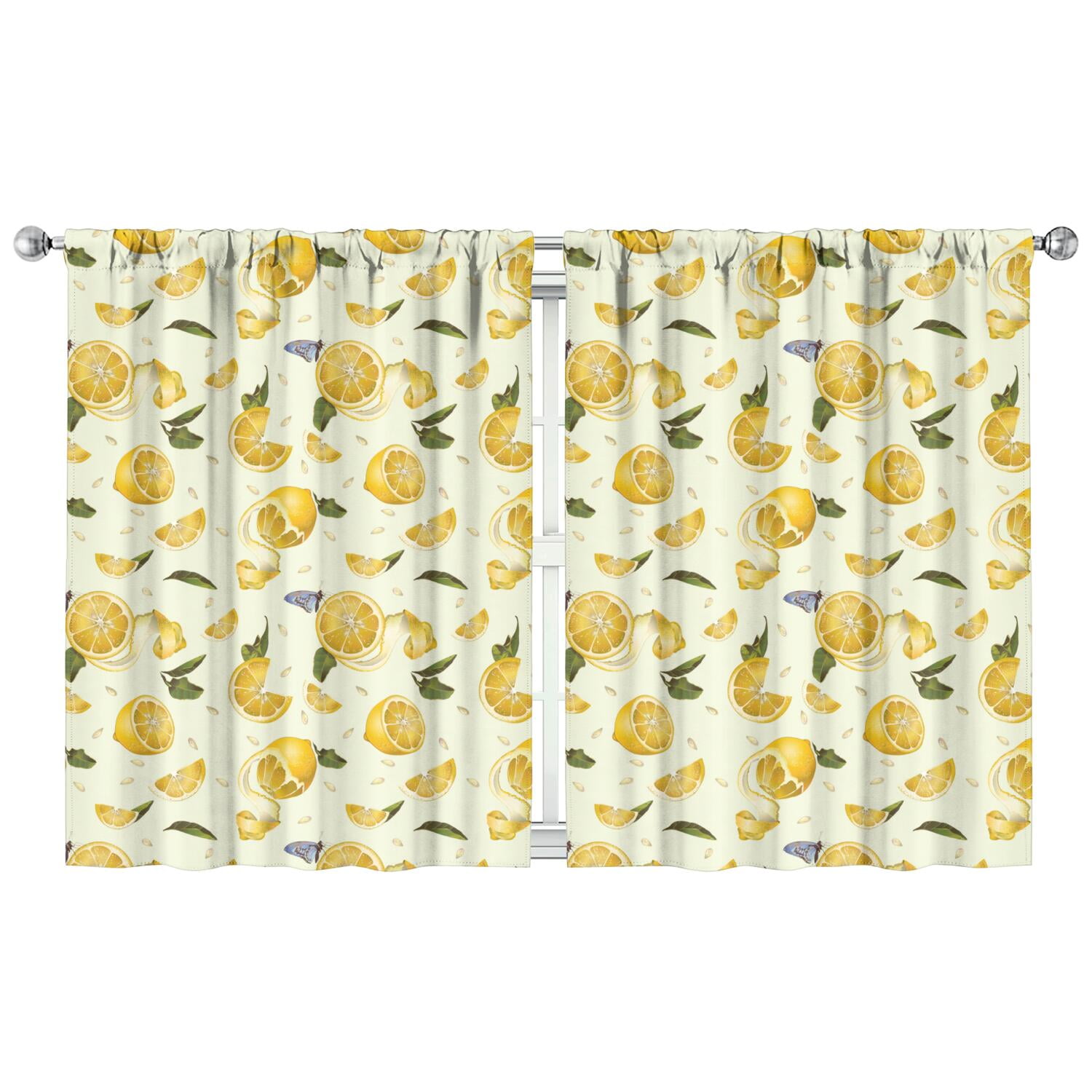 Nursery Curtains Boys Girls Kids Lemon with Little Butterfly Print ...