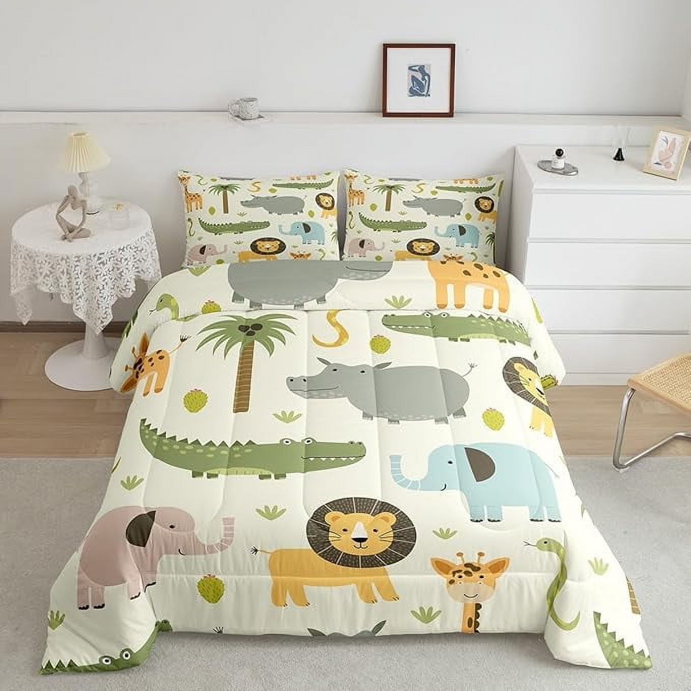 Nursery Cute Wild Animals Bedding Set for Girls Boys Child Kids Cartoon ...