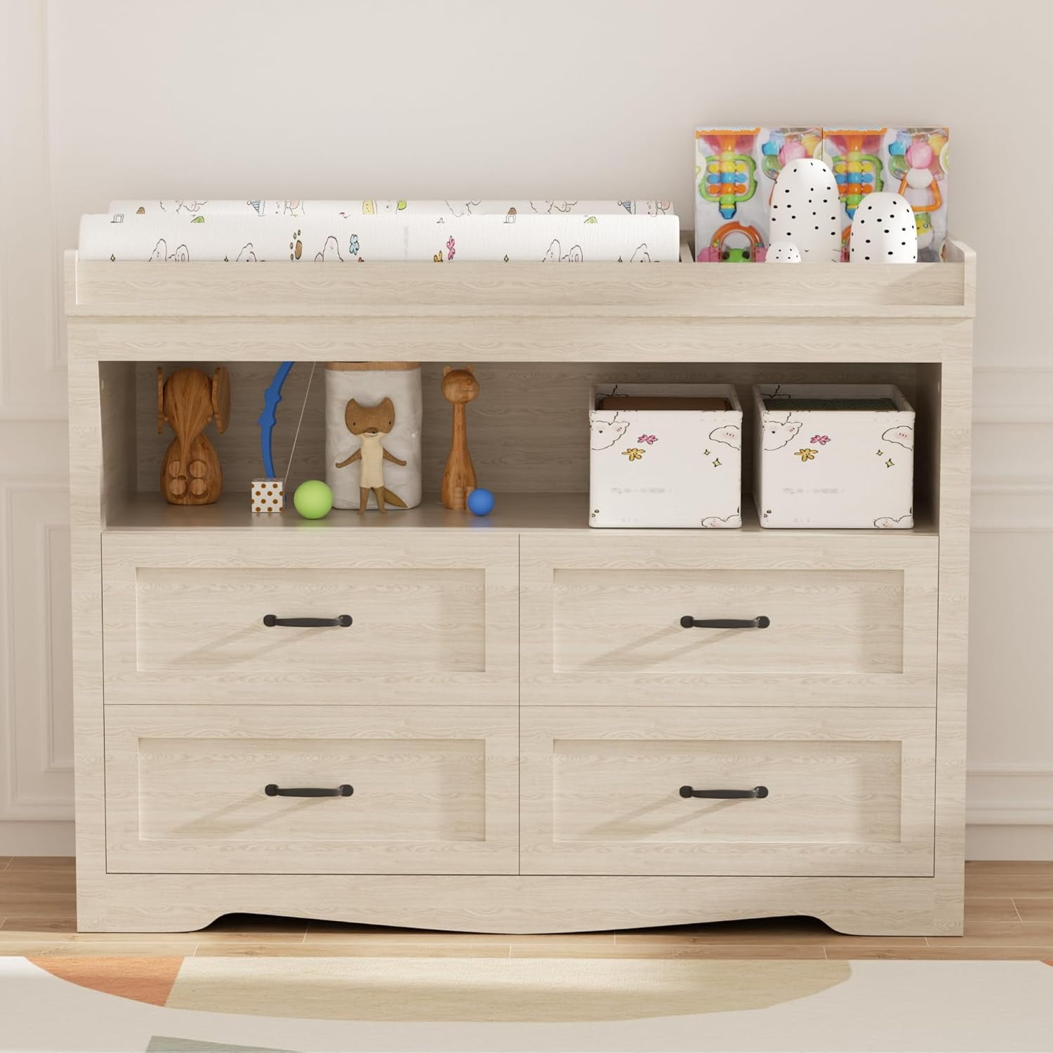 Nursery Dresser Changing Table 4 Drawers Dressers with Changing Table ...