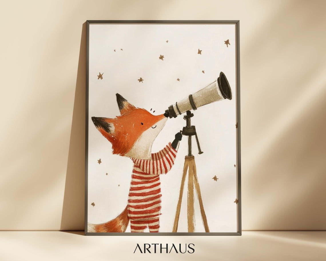 Nursery Fox Wall Art Kids Room Decor Cute Fox Fox Poster Woodland ...