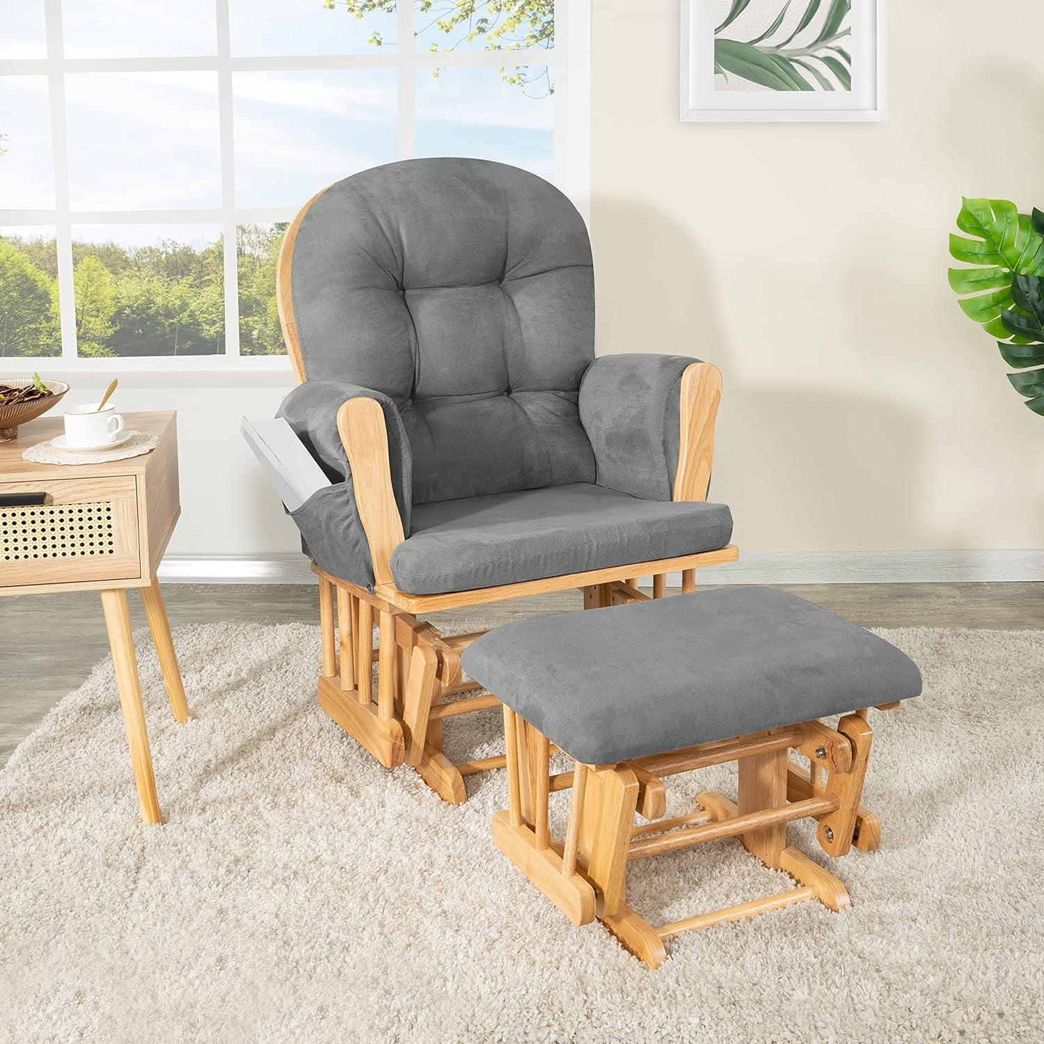 Nursery Glider & Ottoman Sets, Reclining Glider Rocker with Ottoman, Nursery Rocking ...