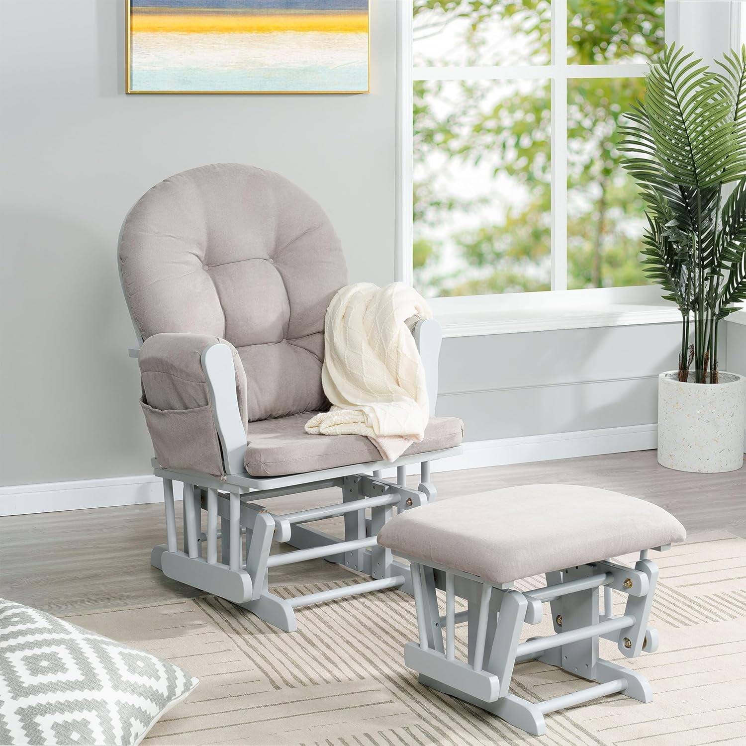 Nursery Glider & Ottoman Sets, Reclining Glider Rocker with Ottoman ...