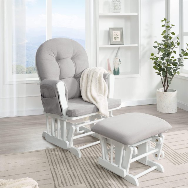 Nursery Glider & Ottoman Sets, Reclining Glider Rocker with Ottoman ...