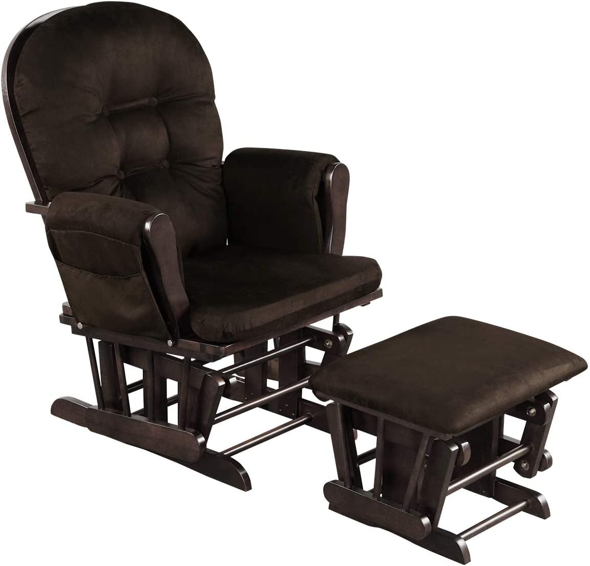 Nursery Glider with Ottoman, Upholstered Comfort Glider Rocker with ...